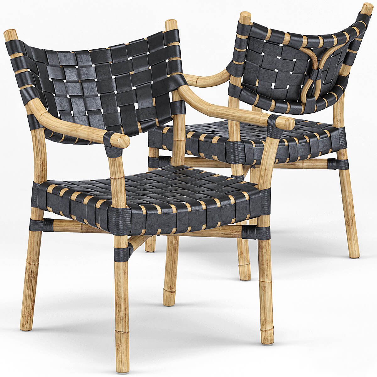 Canyon Leather and Rattan Chair - 3D Model by hulk mario