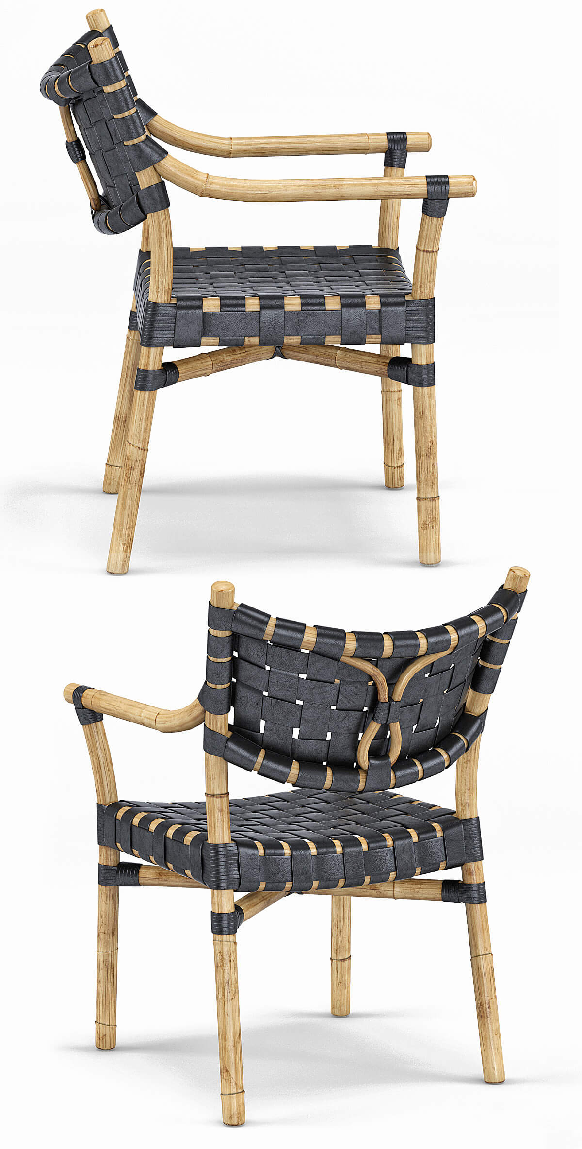Canyon Leather and Rattan Chair - 3D Model by hulk mario