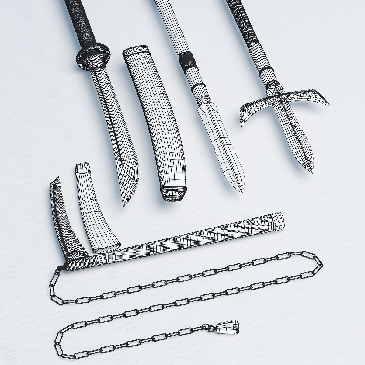 Japanese Traditional Weapons - 3D Model by hulk mario