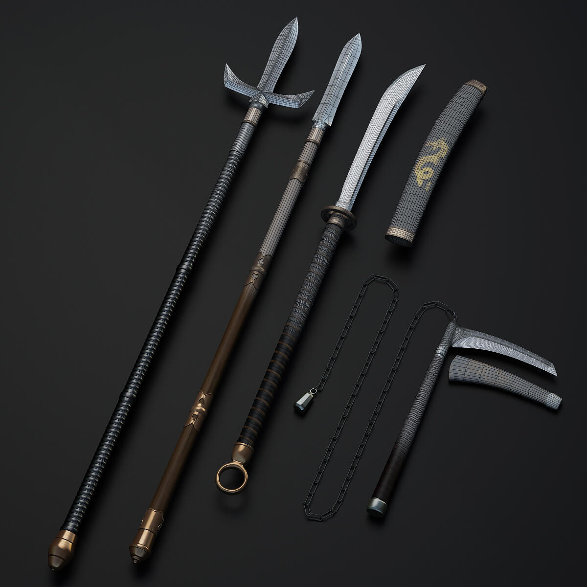 Japanese Traditional Weapons - 3D Model by hulk mario