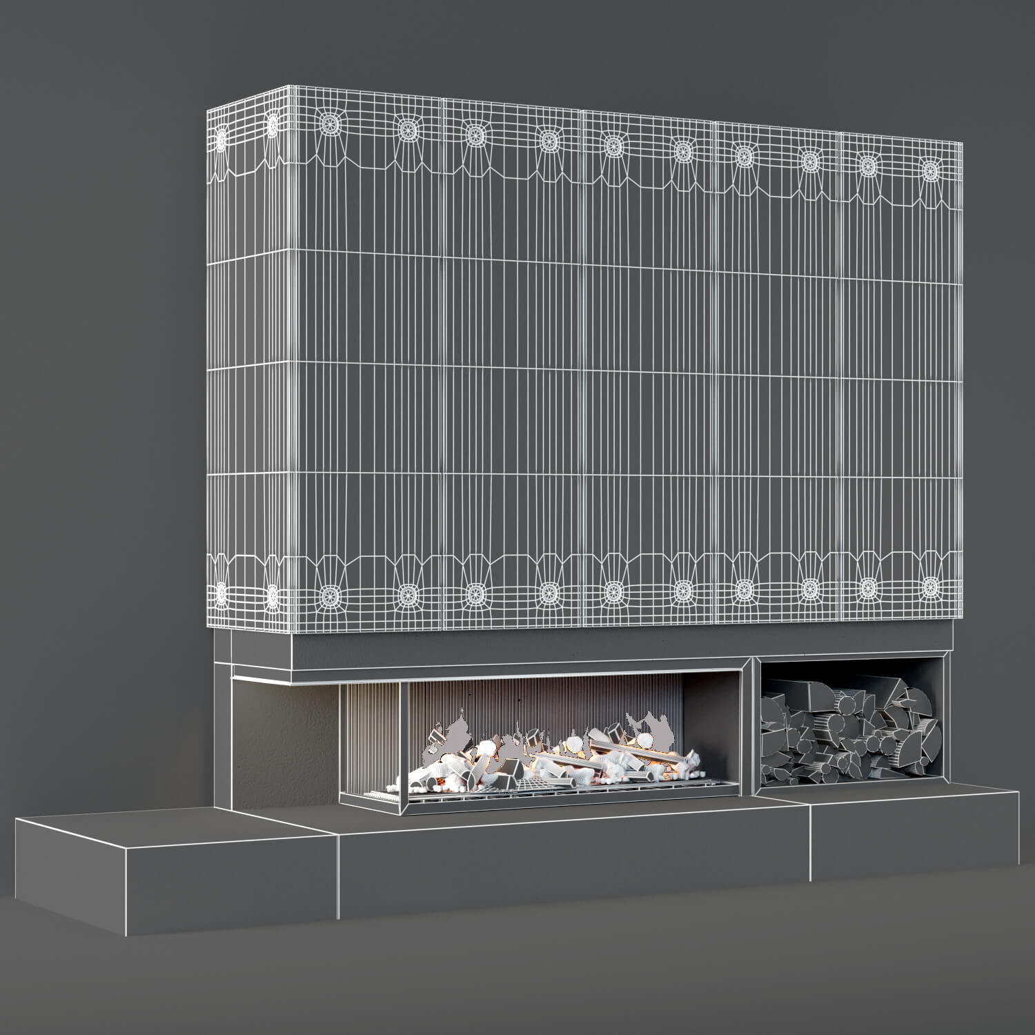 Contemporary Fireplace - 3D Model by hulk mario