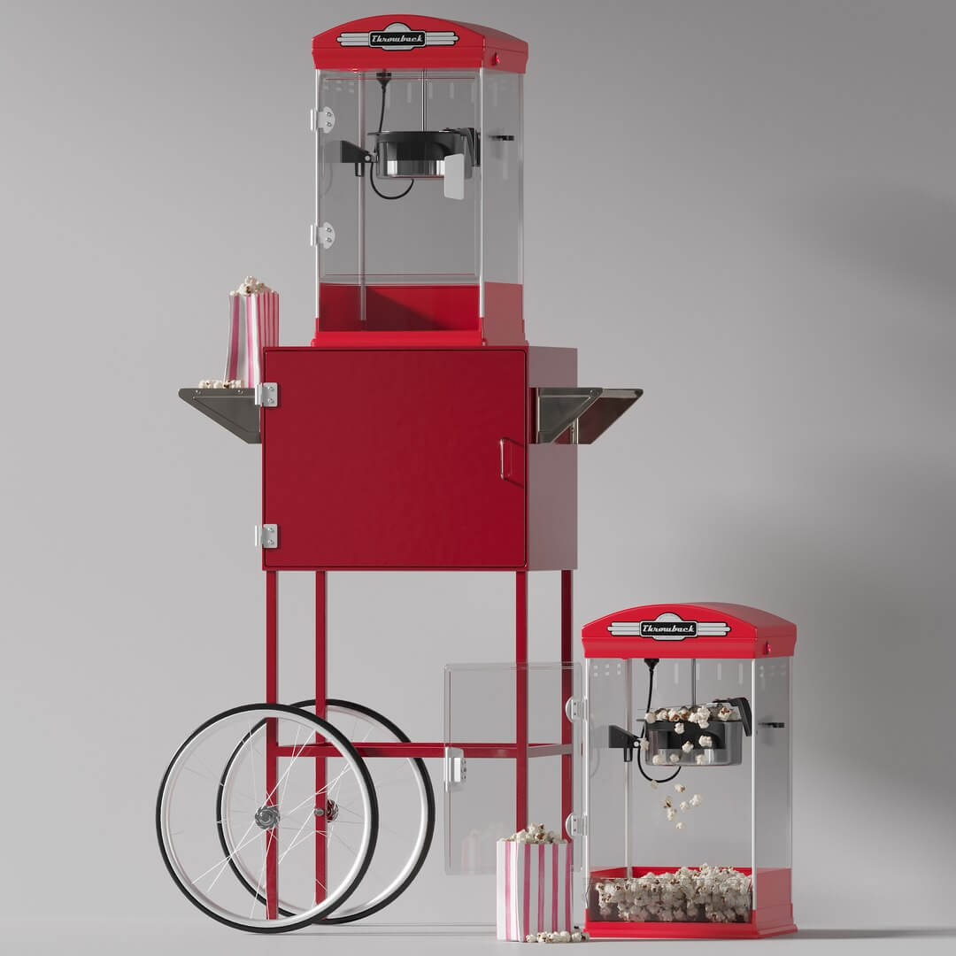 Throwback Movie Theater Popcorn Machine With Cart - 3D Model by hulk mario