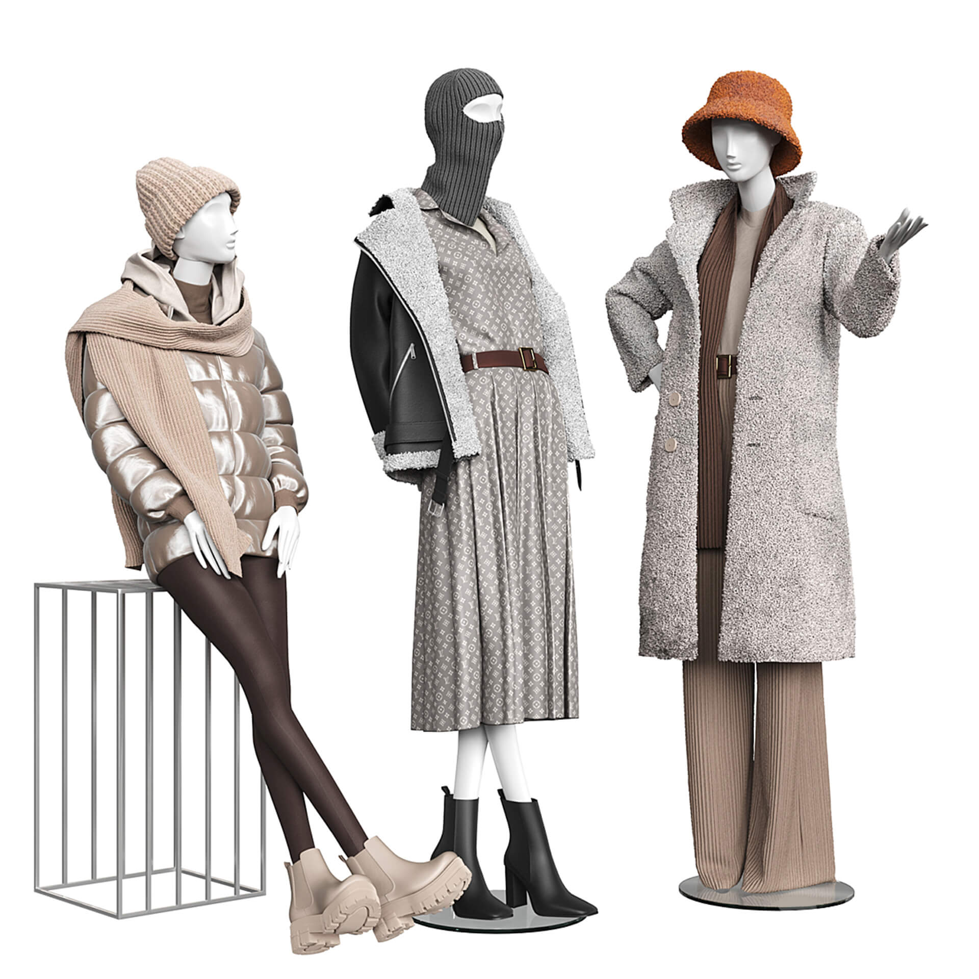 Set of Outerwear on Mannequins - 3D Model by hulk mario