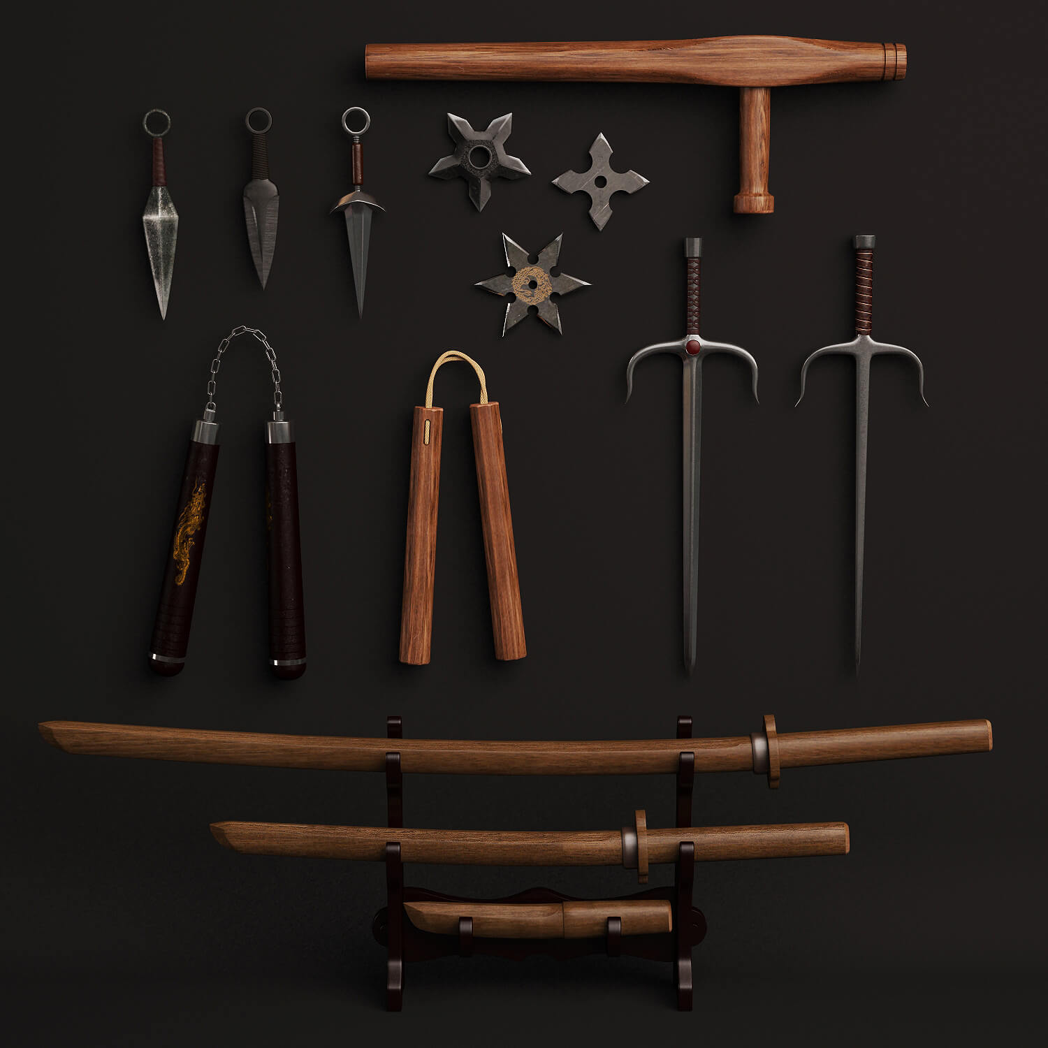 Set of Weapons for Combat Iskussva - 3D Model by hulk mario