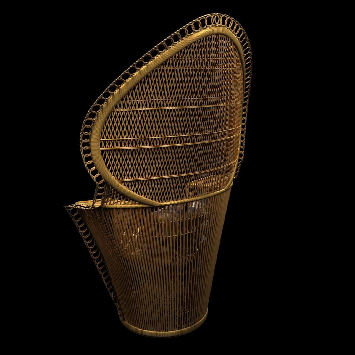 Wicker Rattan Fan Back Peacock Chair - 3D Model by hulk mario