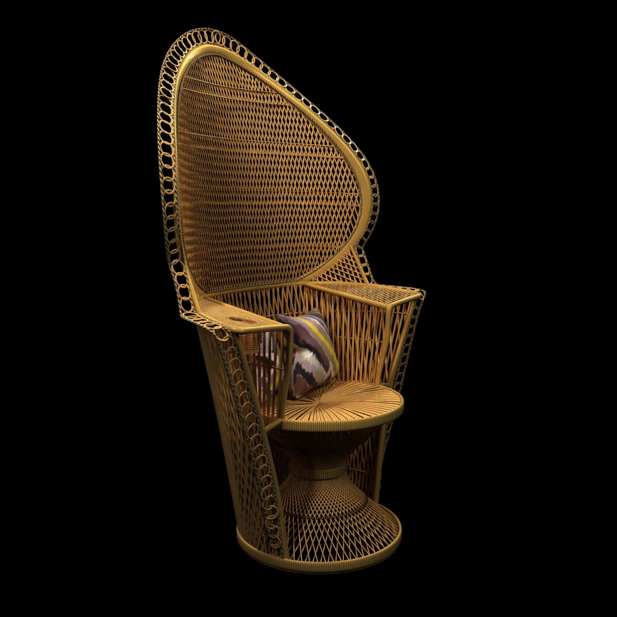 Wicker Rattan Fan Back Peacock Chair - 3D Model by hulk mario