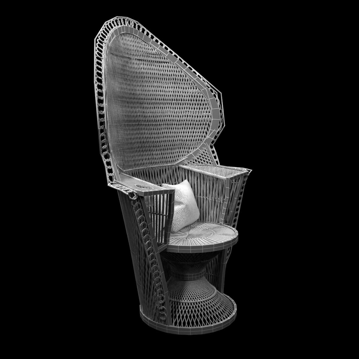 Wicker Rattan Fan Back Peacock Chair - 3D Model by hulk mario