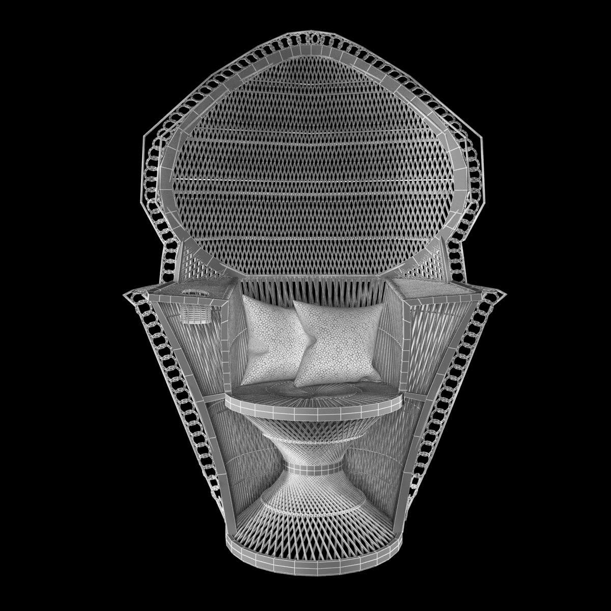 Wicker Rattan Fan Back Peacock Chair - 3D Model by hulk mario