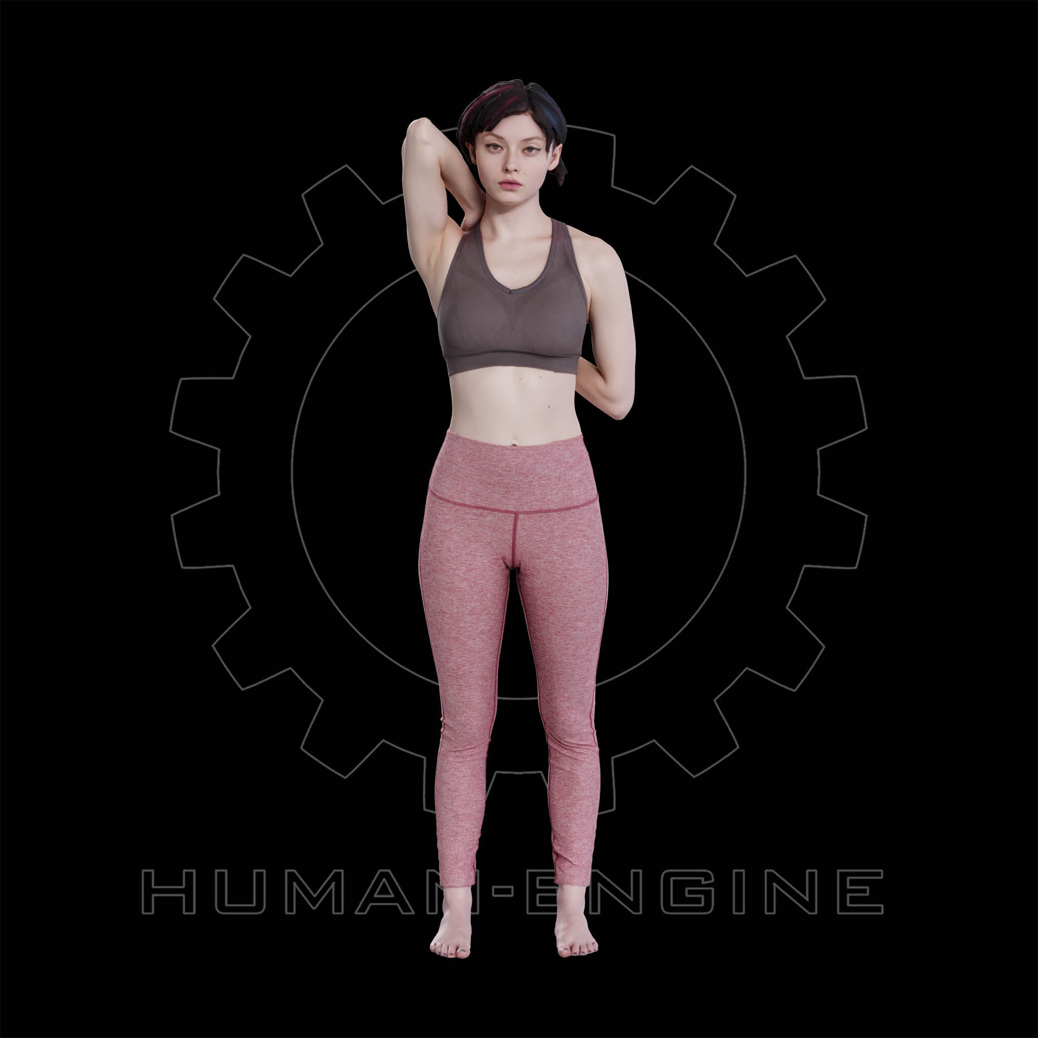 Amy in Various Stretching Poses Bundle - 3D Model by Human-Engine