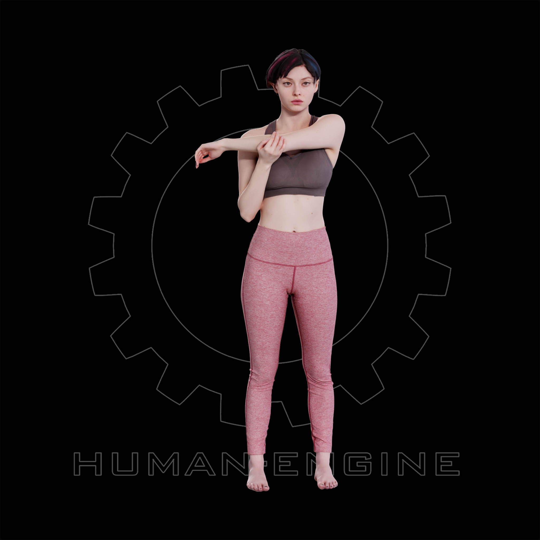 Amy in Various Stretching Poses Bundle - 3D Model by Human-Engine