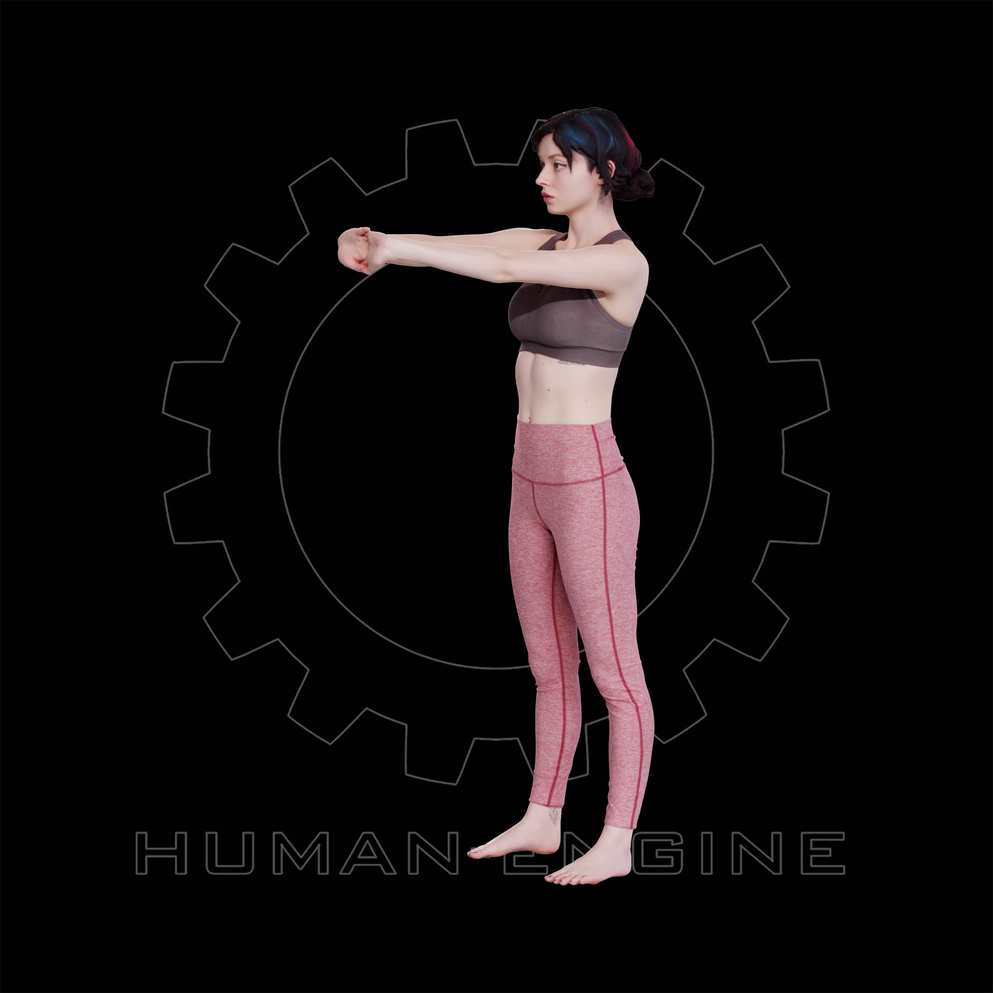 Amy in Various Stretching Poses Bundle - 3D Model by Human-Engine