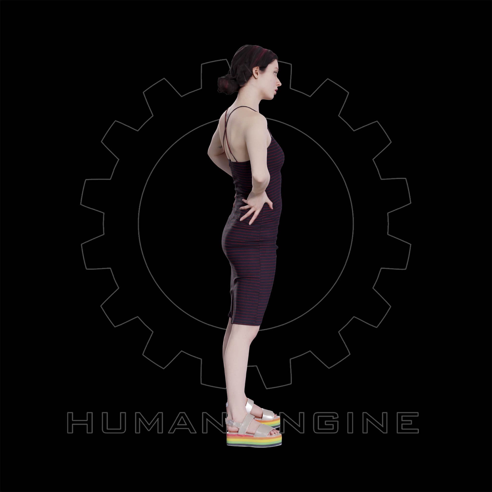 Female Scan - Amy in a Striped Dress 154 3D Model by Human-Engine