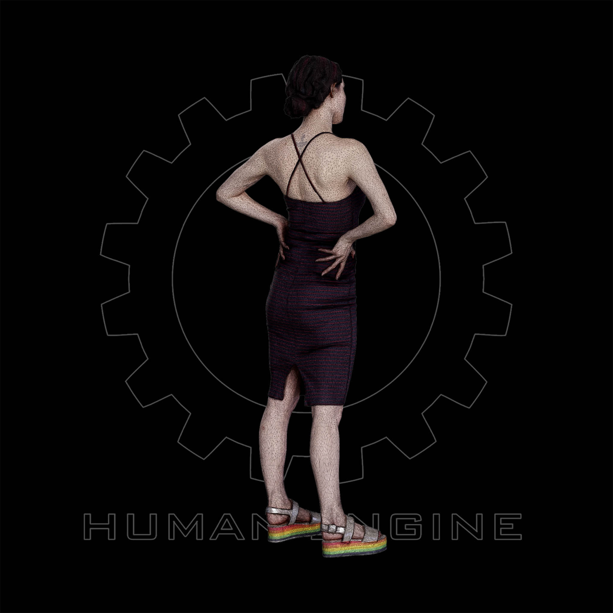 Female Scan - Amy in a Striped Dress 154 3D Model by Human-Engine