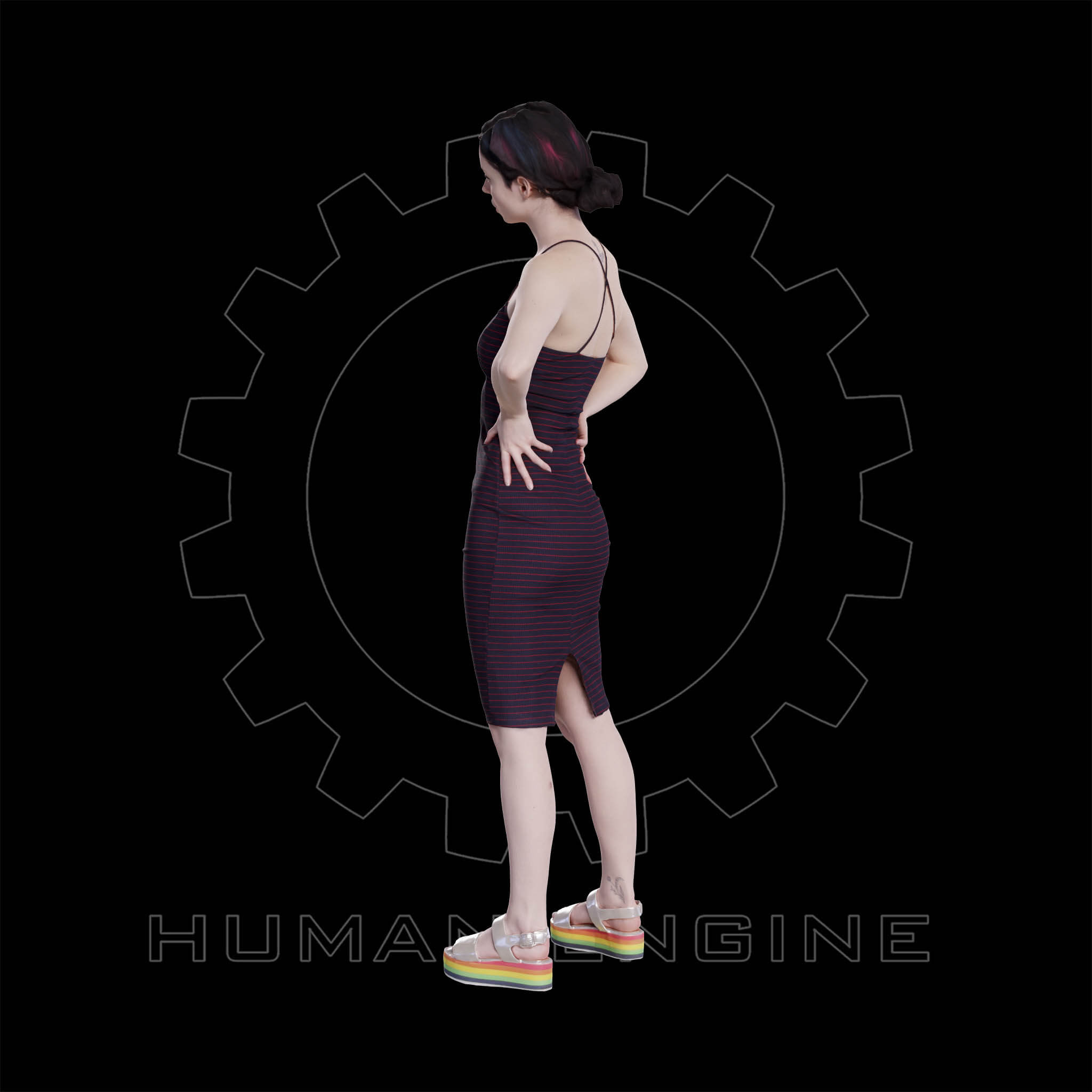 Female Scan - Amy in a Striped Dress 154 3D Model by Human-Engine