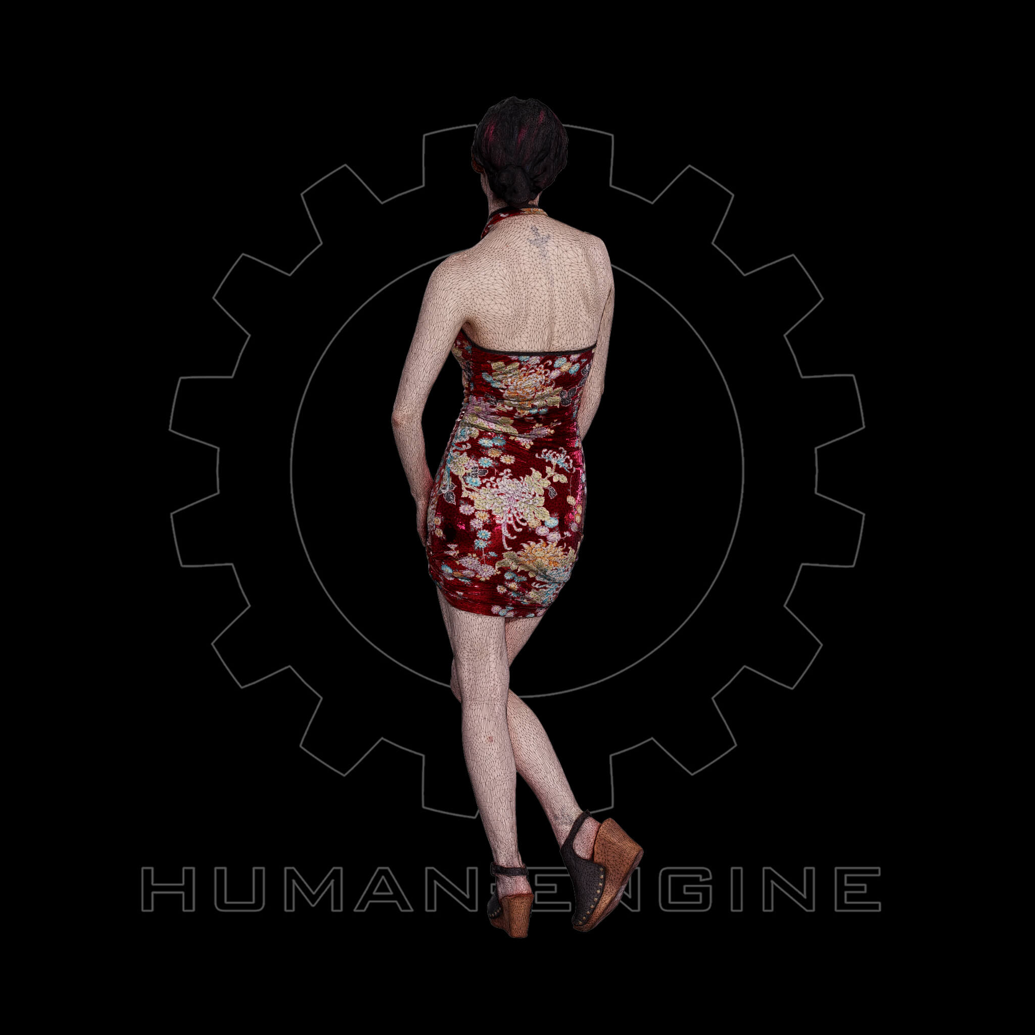 Female Scan - Amy in Chinese Style Dress 135 3D Model by Human-Engine