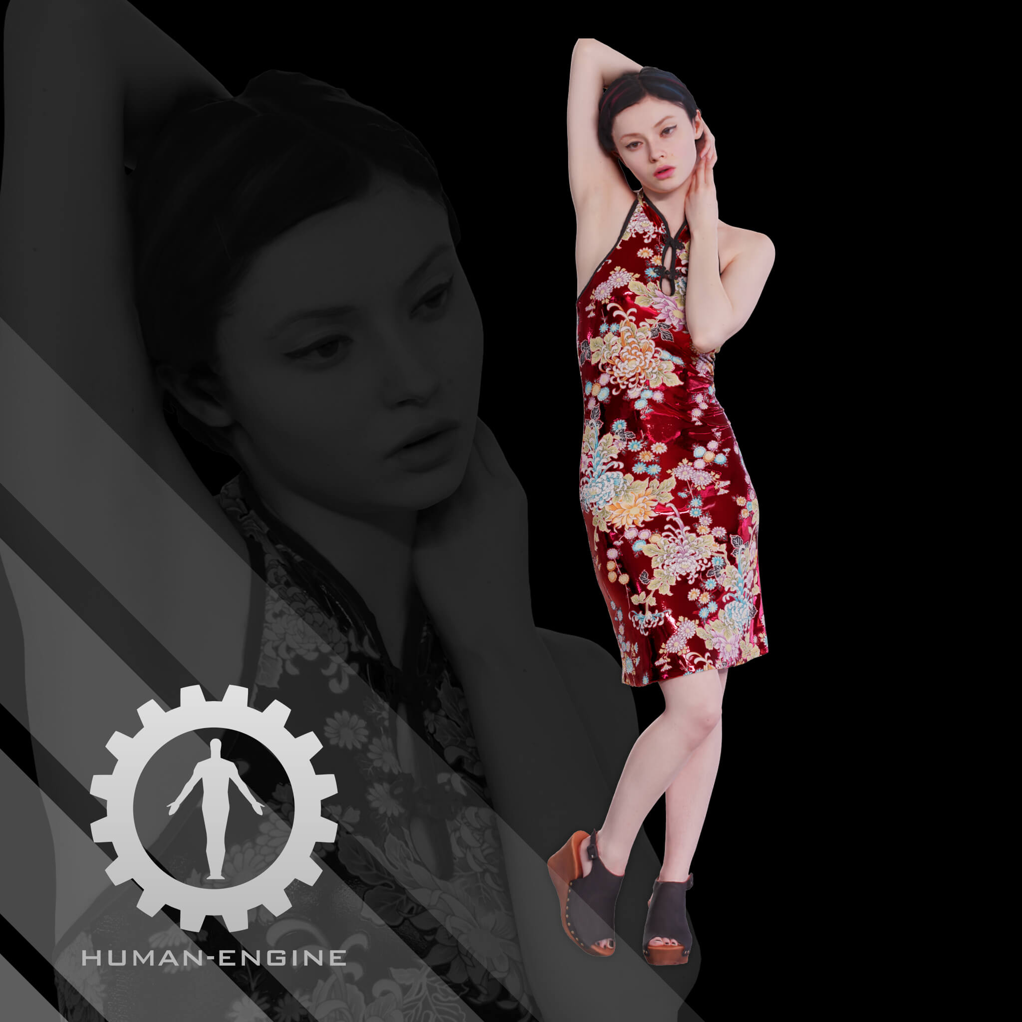 Female Scan - Amy in Chinese Style Dress 137 3D Model by Human-Engine