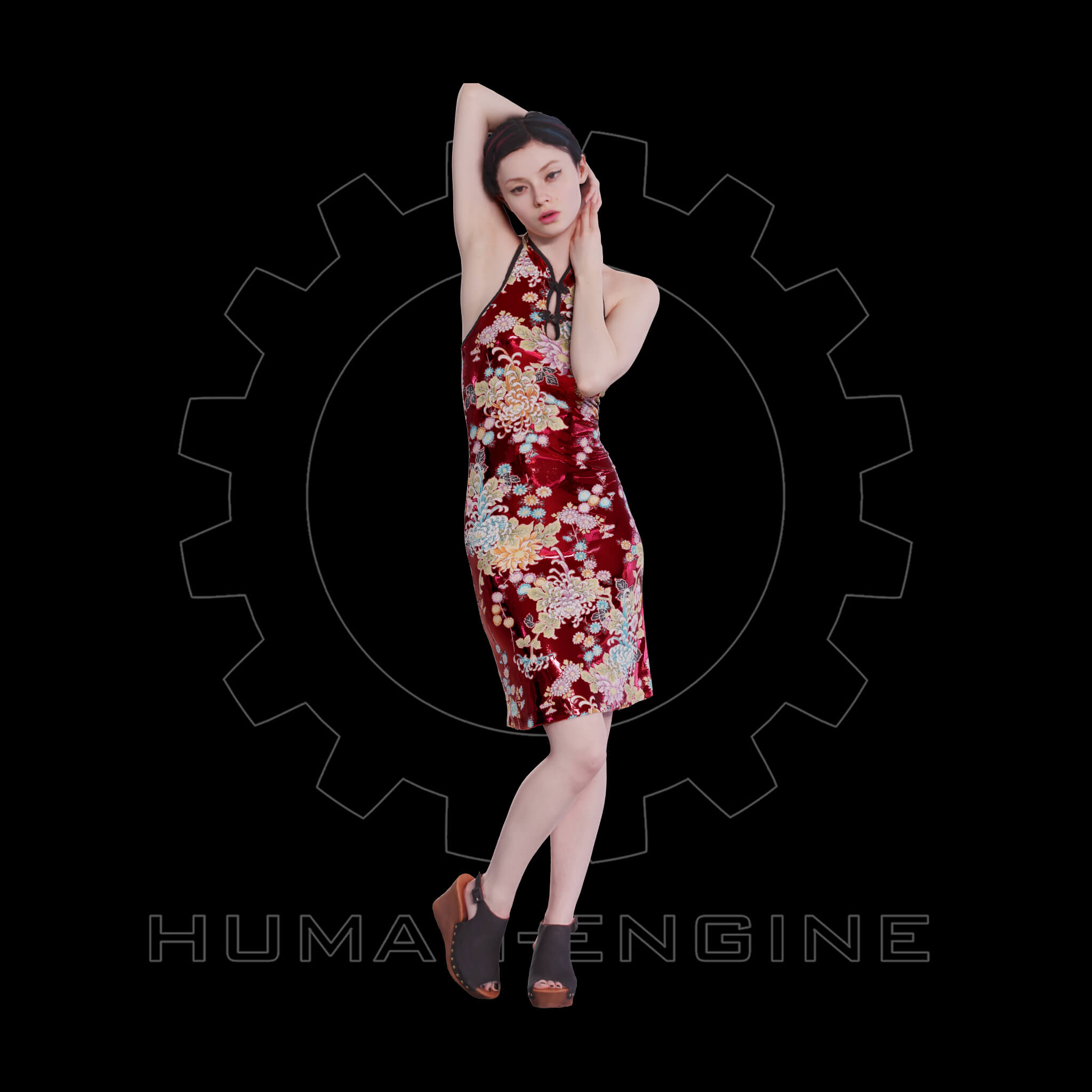 Female Scan - Amy in Chinese Style Dress 137 3D Model by Human-Engine