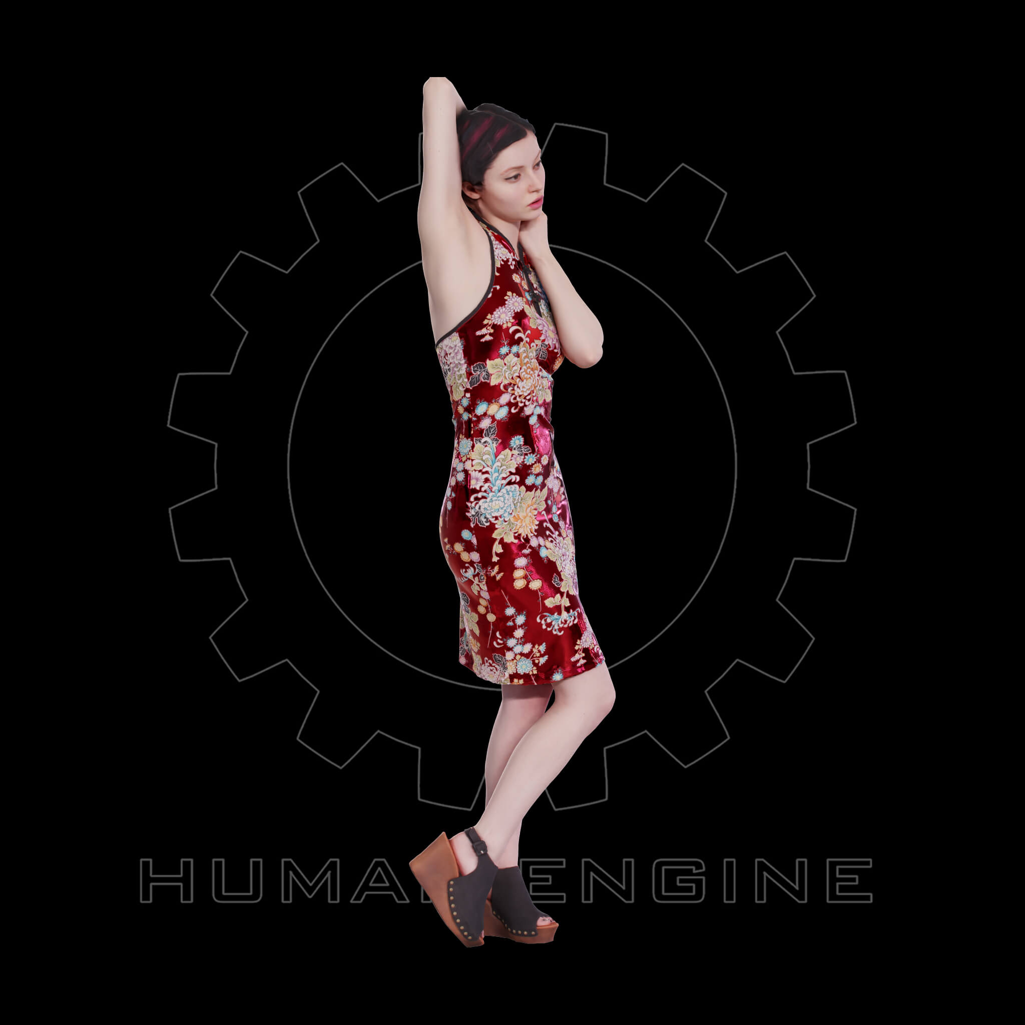 Female Scan - Amy in Chinese Style Dress 137 3D Model by Human-Engine