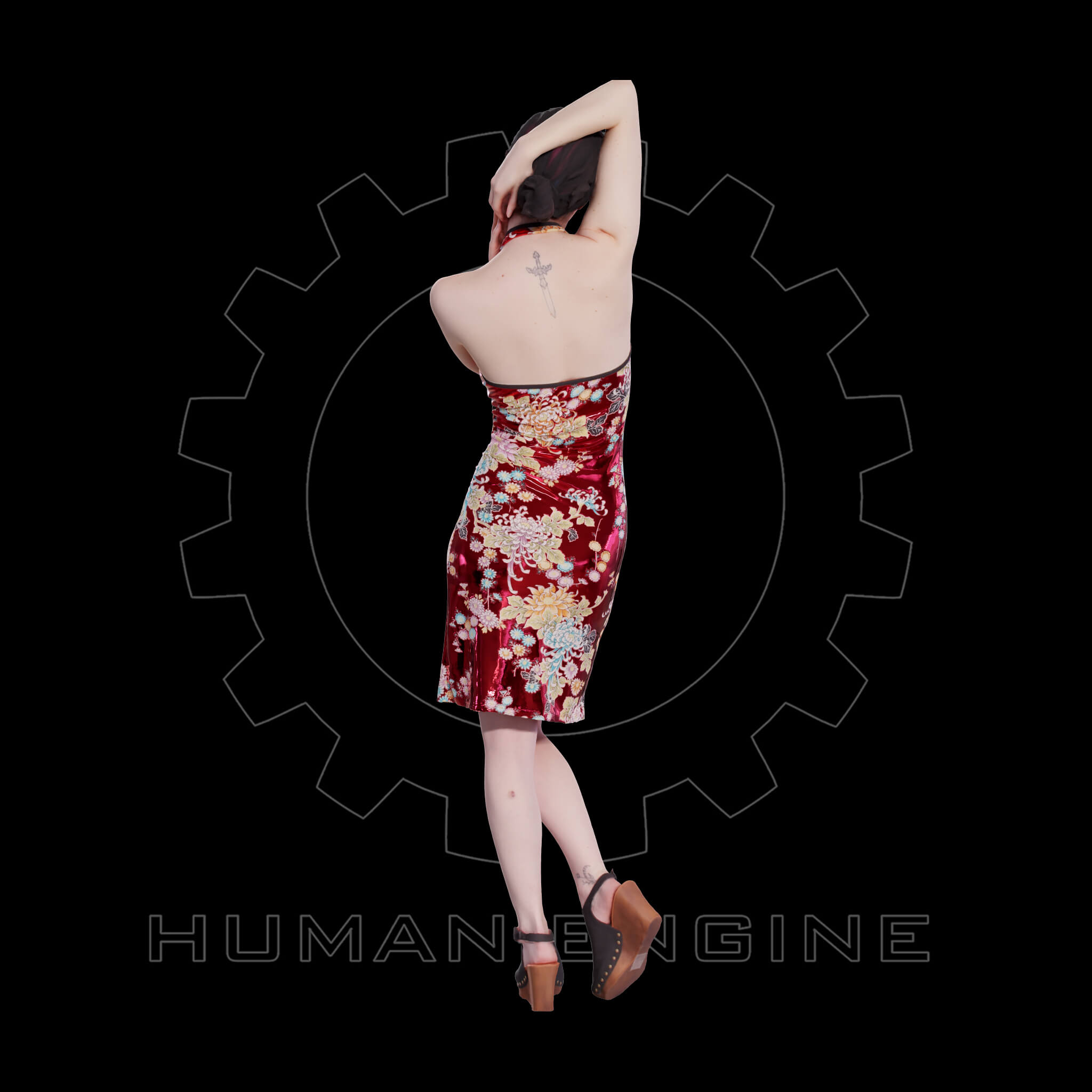 Female Scan - Amy in Chinese Style Dress 137 3D Model by Human-Engine