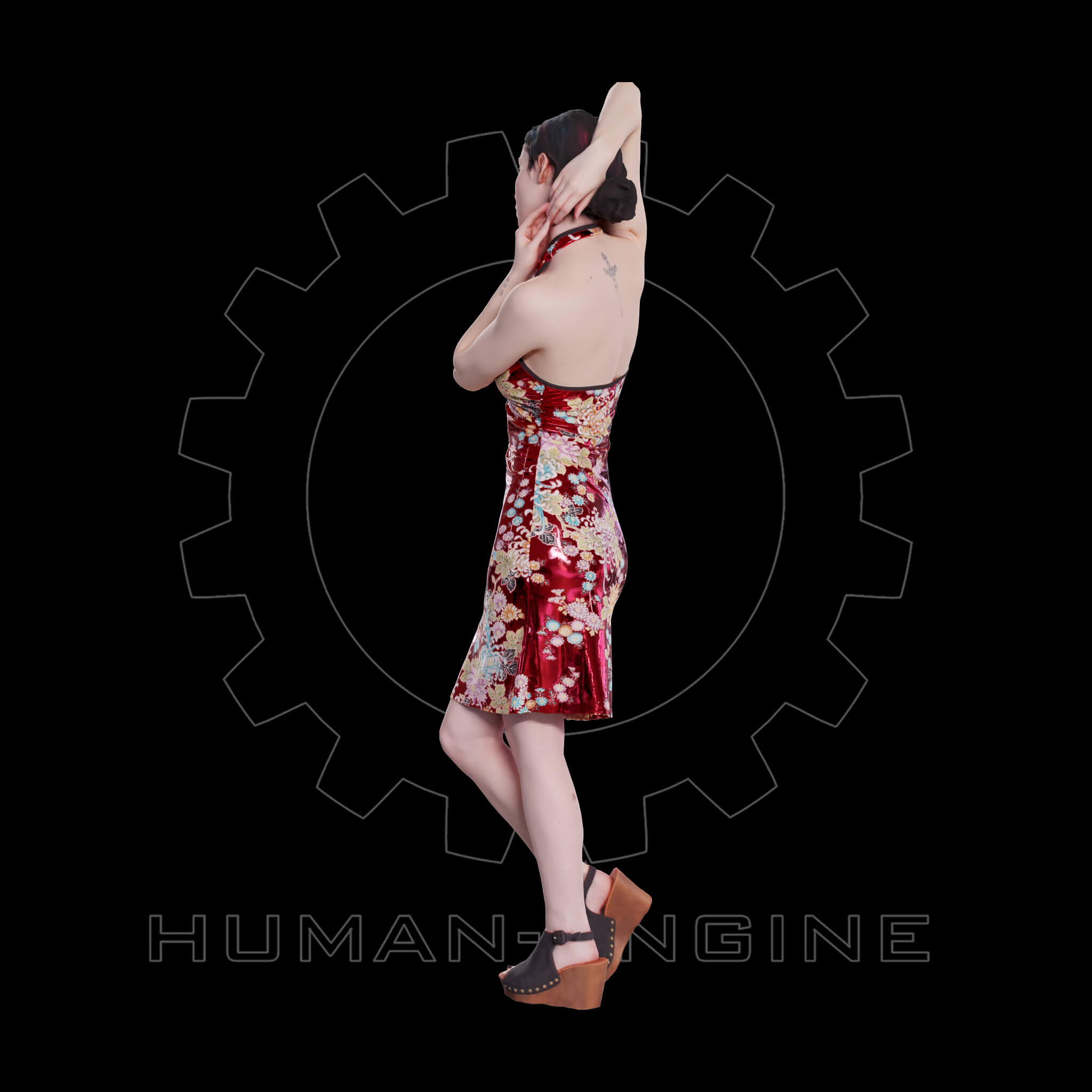 Female Scan - Amy in Chinese Style Dress 137 3D Model by Human-Engine