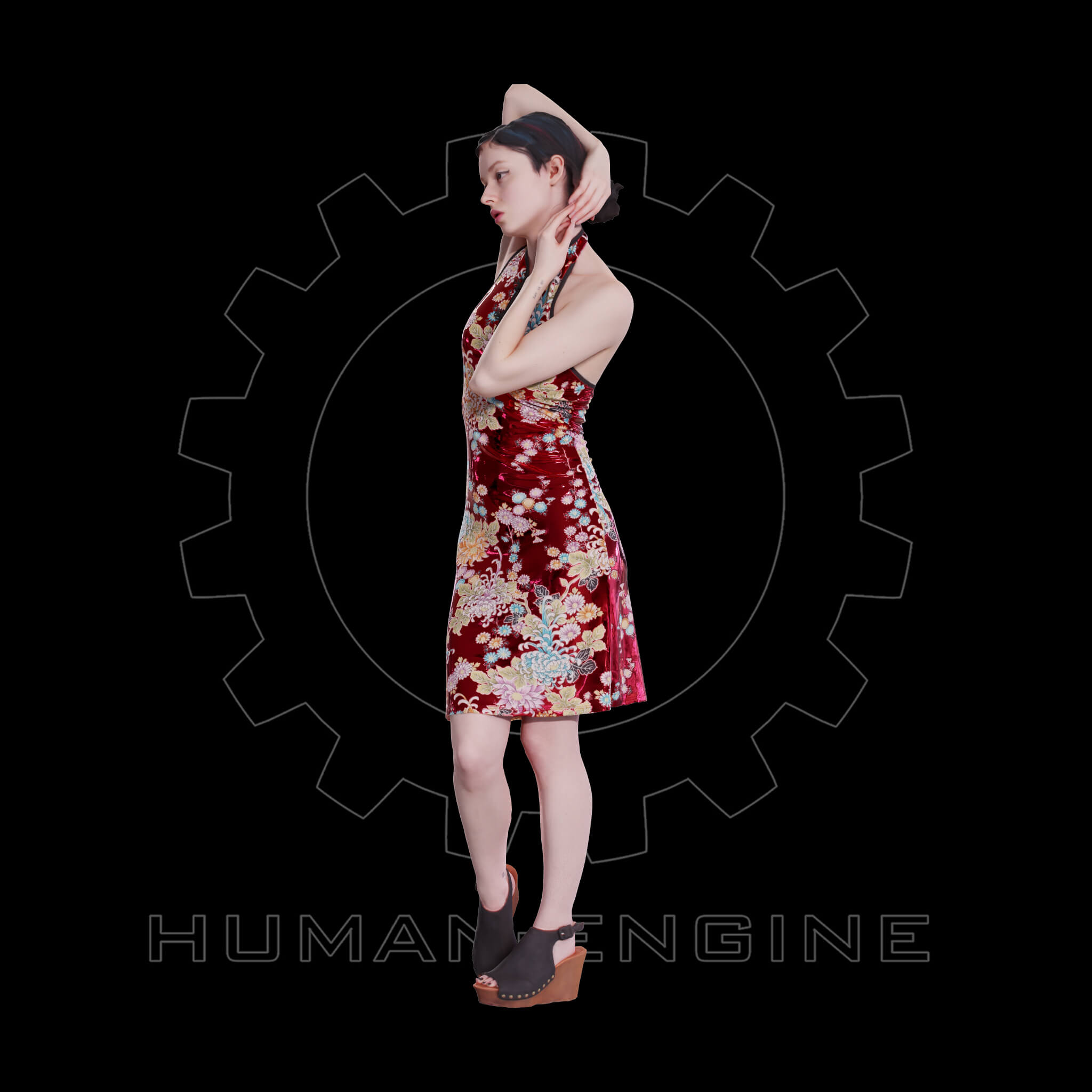 Female Scan - Amy in Chinese Style Dress 137 3D Model by Human-Engine