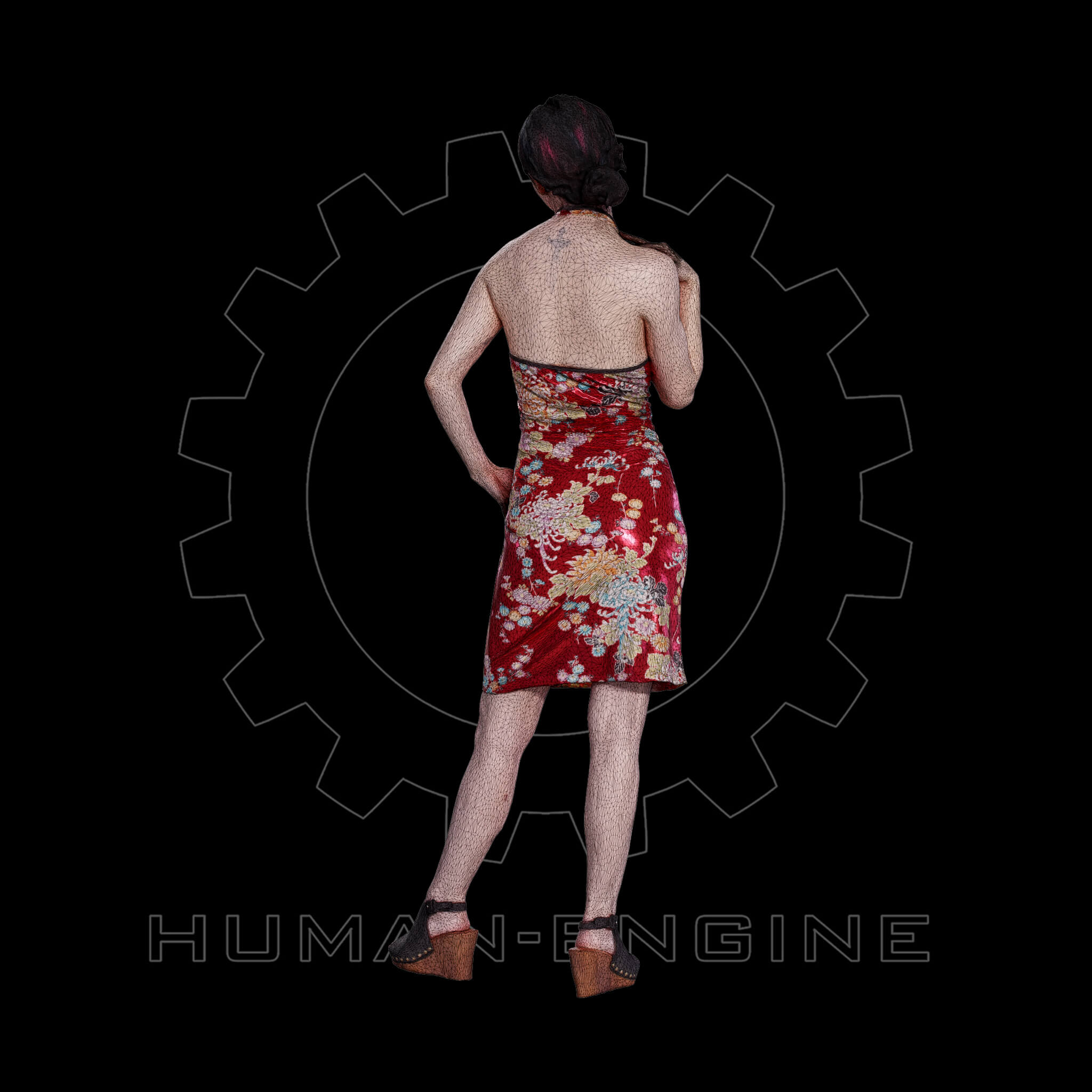 Female Scan - Amy in Chinese Style Dress 138 3D Model by Human-Engine