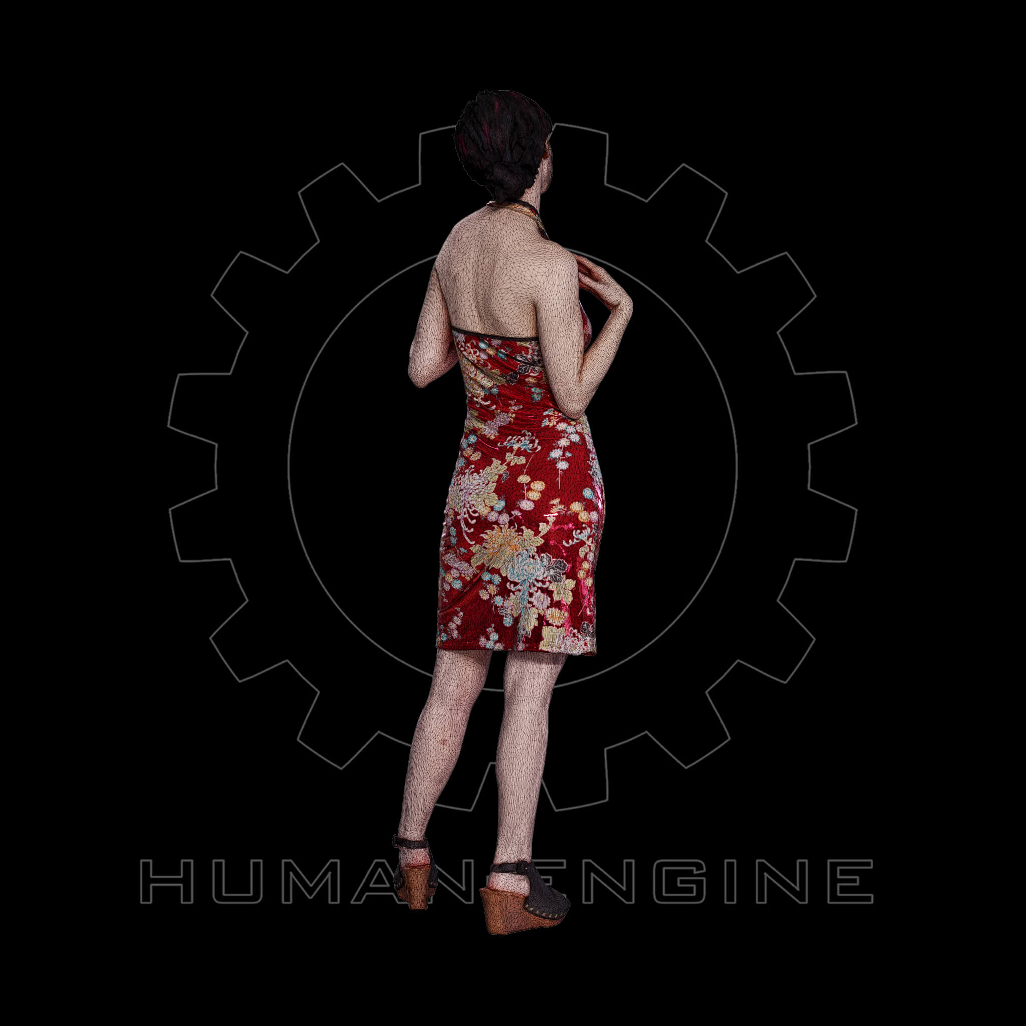 Female Scan - Amy in Chinese Style Dress 140 3D Model by Human-Engine