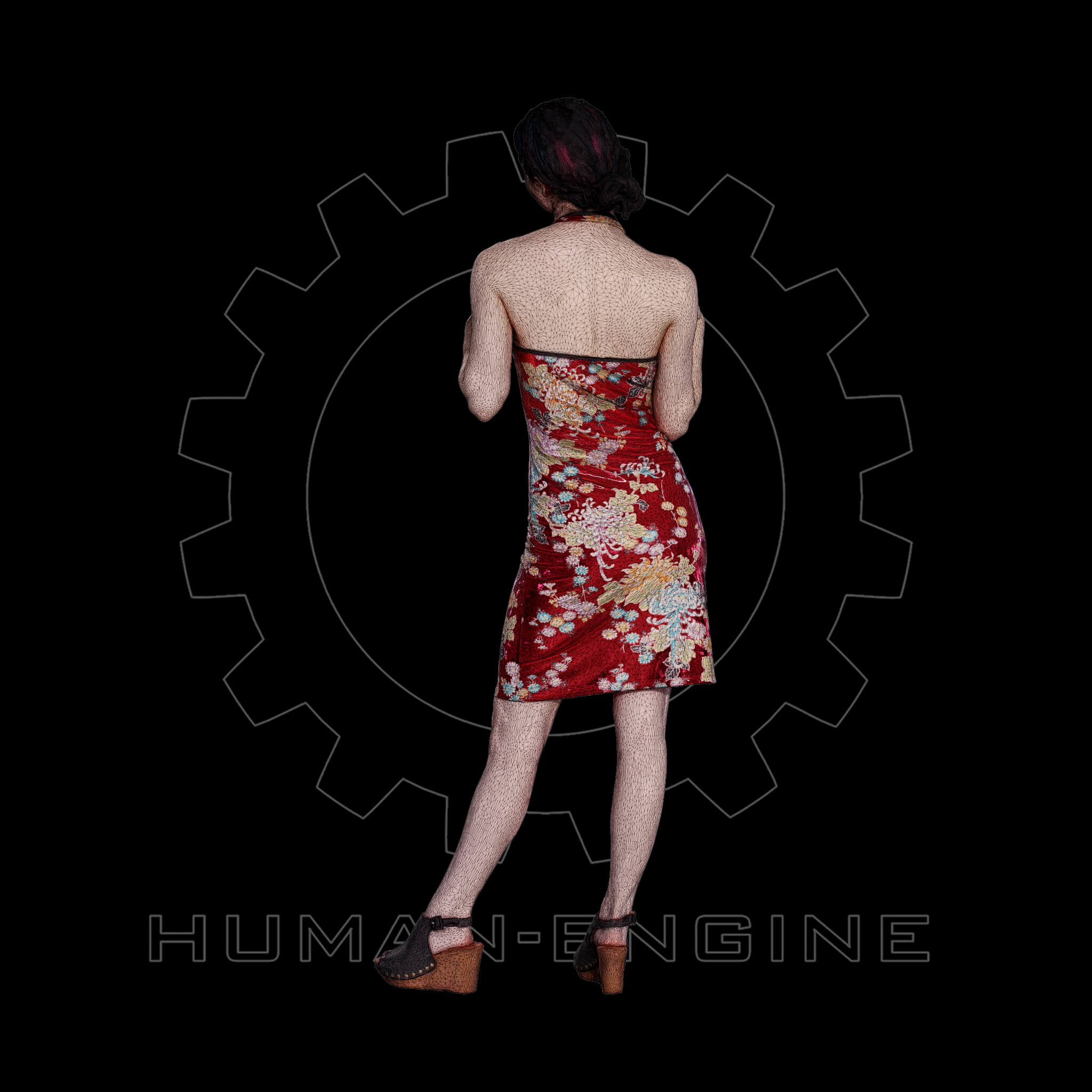 Female Scan - Amy in Chinese Style Dress 140 3D Model by Human-Engine