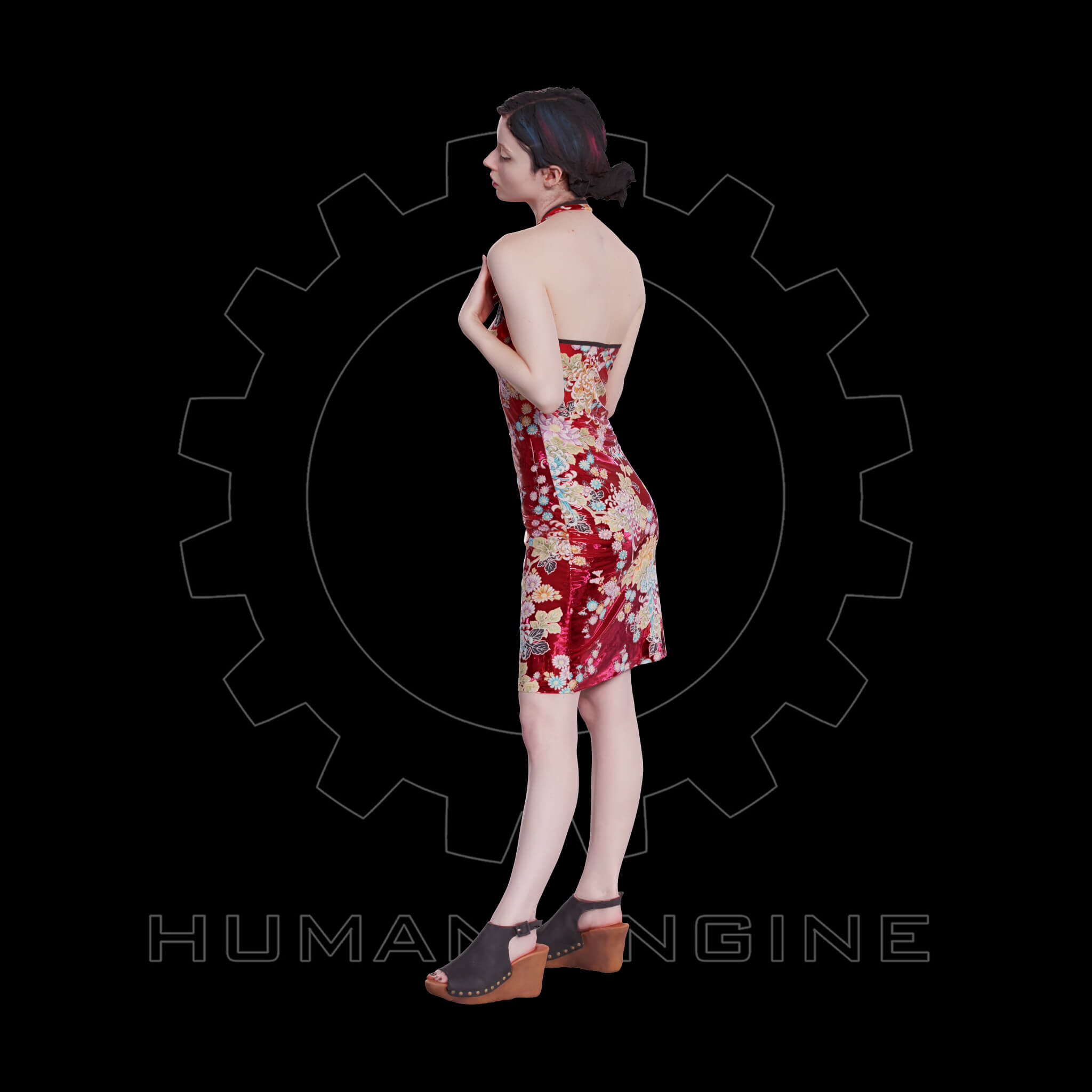 Female Scan - Amy in Chinese Style Dress 140 3D Model by Human-Engine