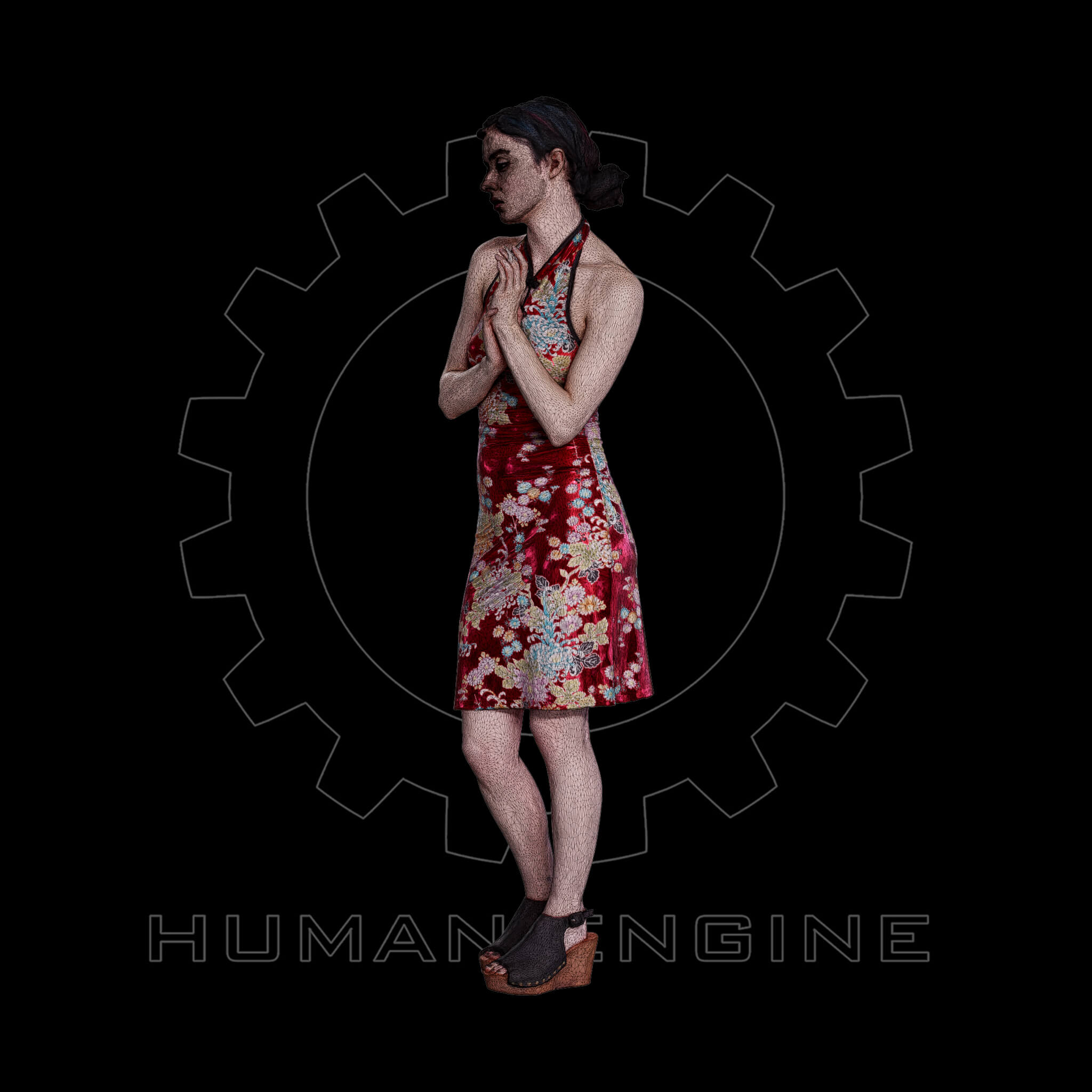 Female Scan - Amy in Chinese Style Dress 144 3D Model by Human-Engine