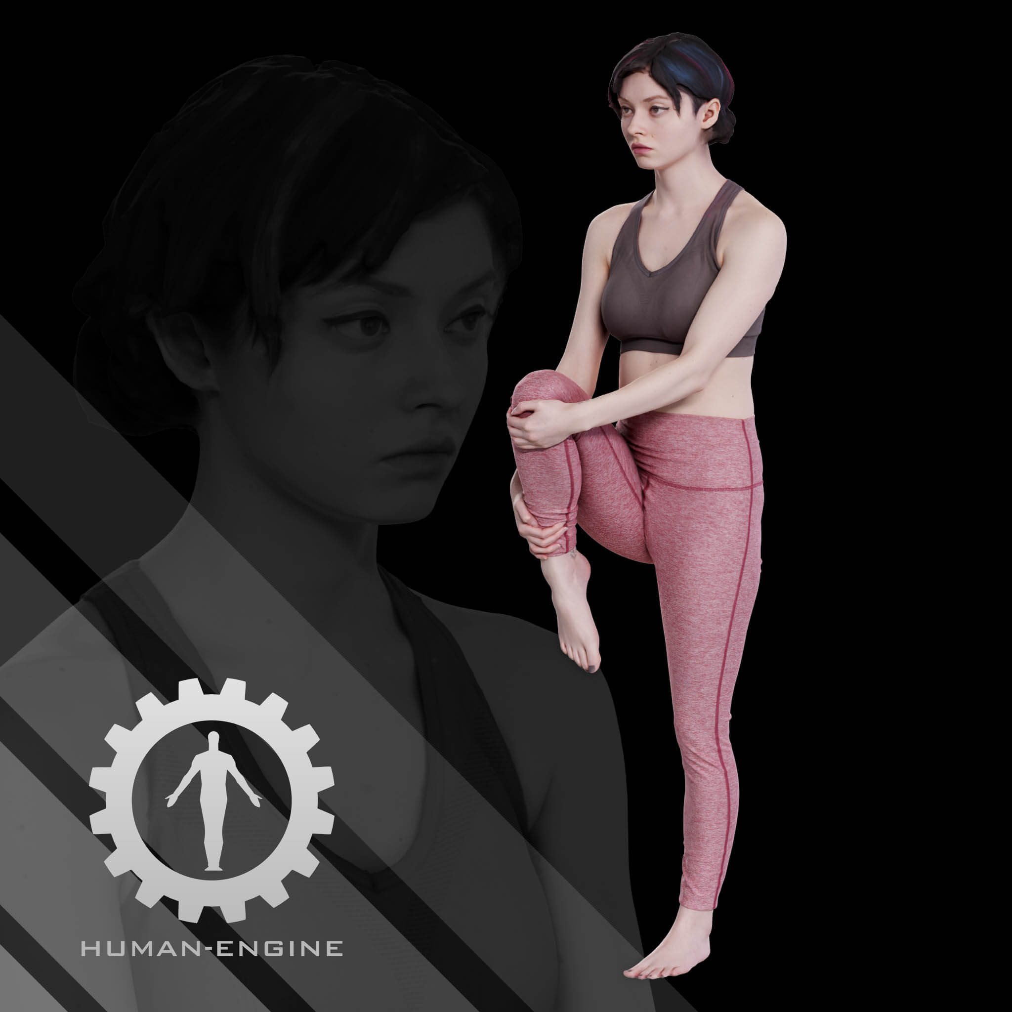 Female Scan - Amy Stretching Pose 34 3D Model by Human-Engine