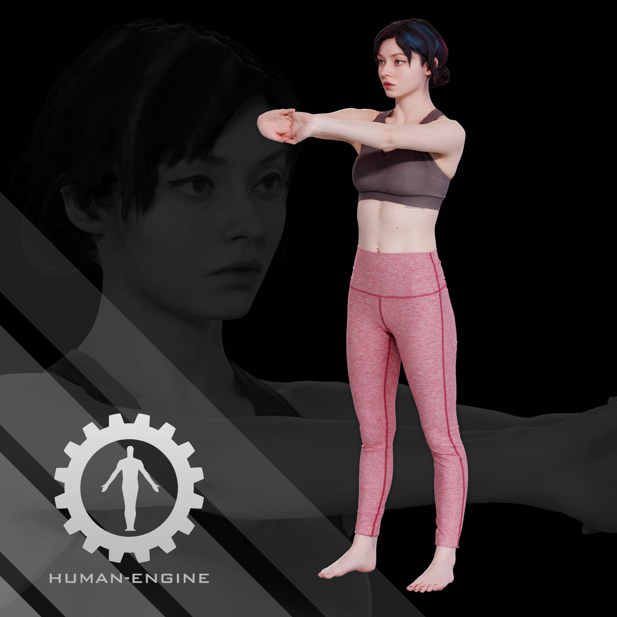 Female Scan - Amy Stretching Pose 46 3D Model by Human-Engine