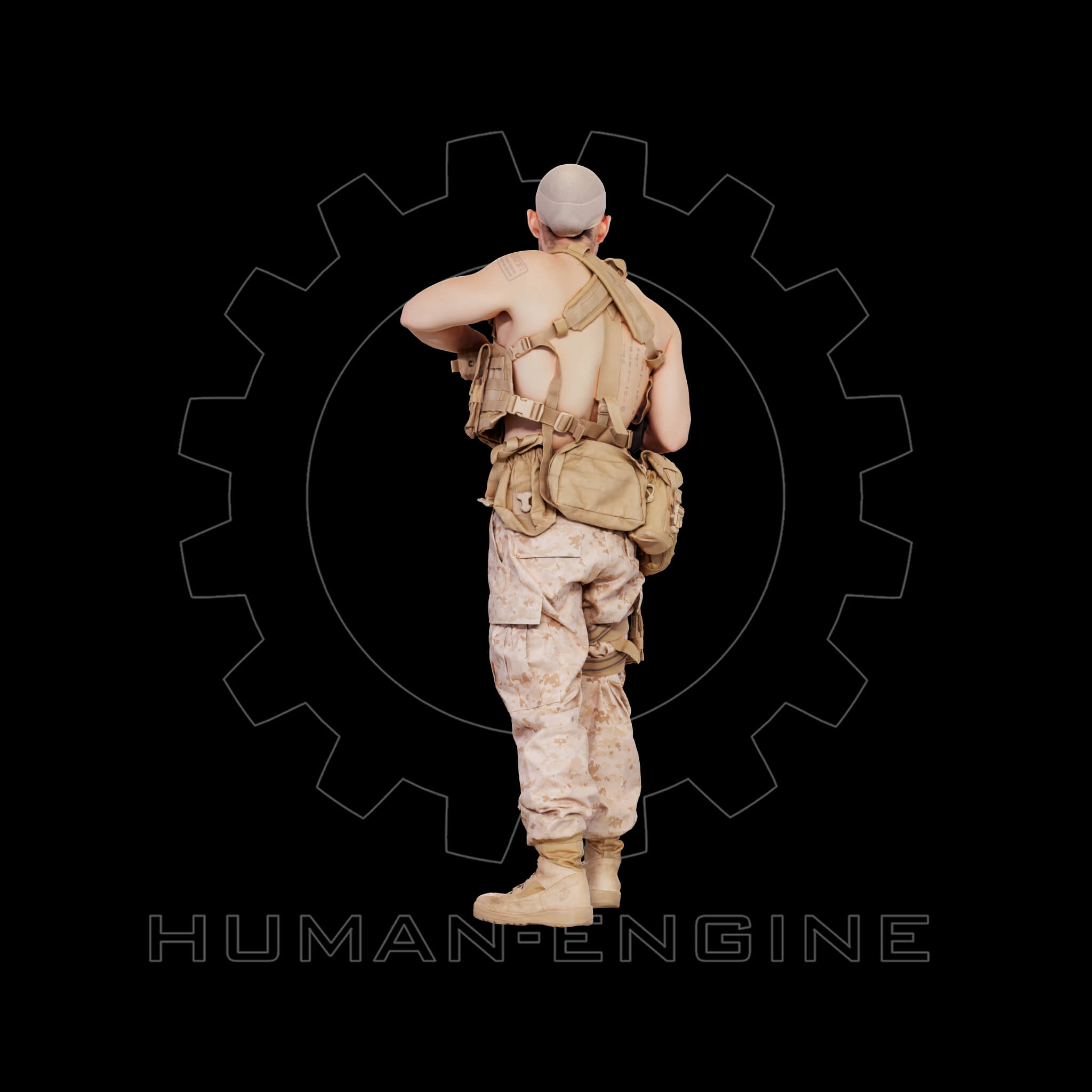 Male Scan - Victor 237 Holding a Gun 3D Model by Human-Engine