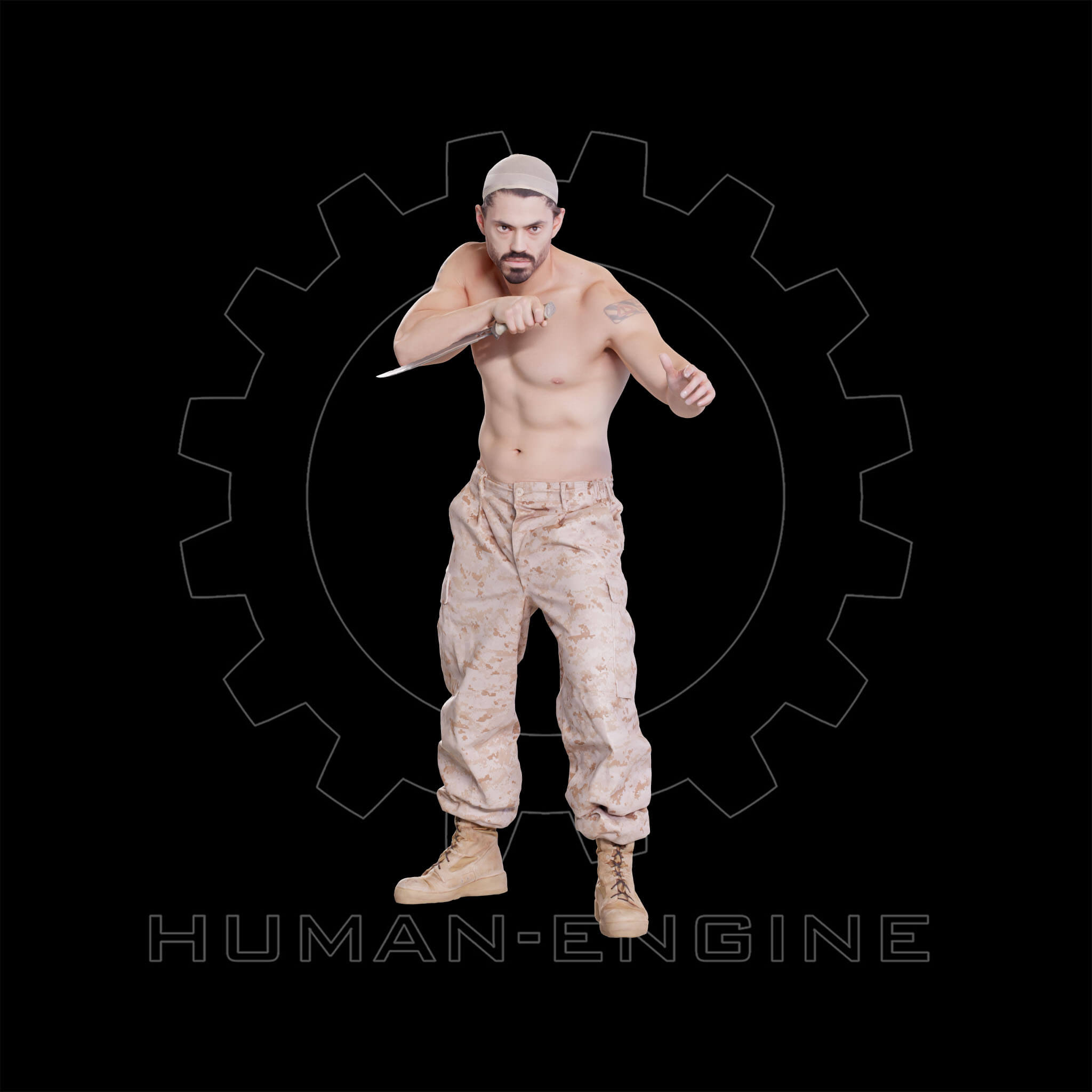 Male Scan - Victor Knife Pose 223 3D Model by Human-Engine
