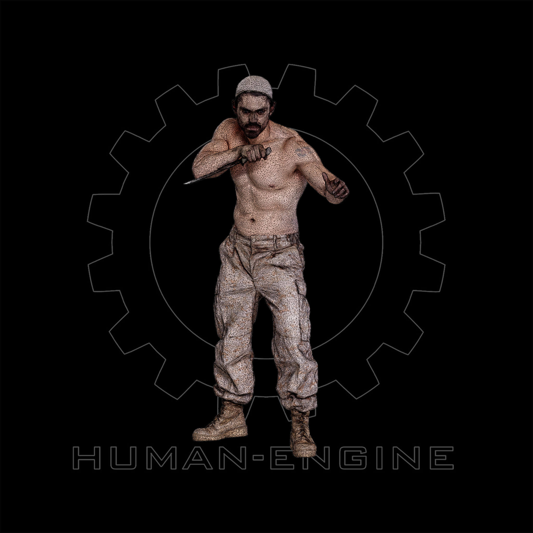 Male Scan - Victor Knife Pose 223 3D Model by Human-Engine