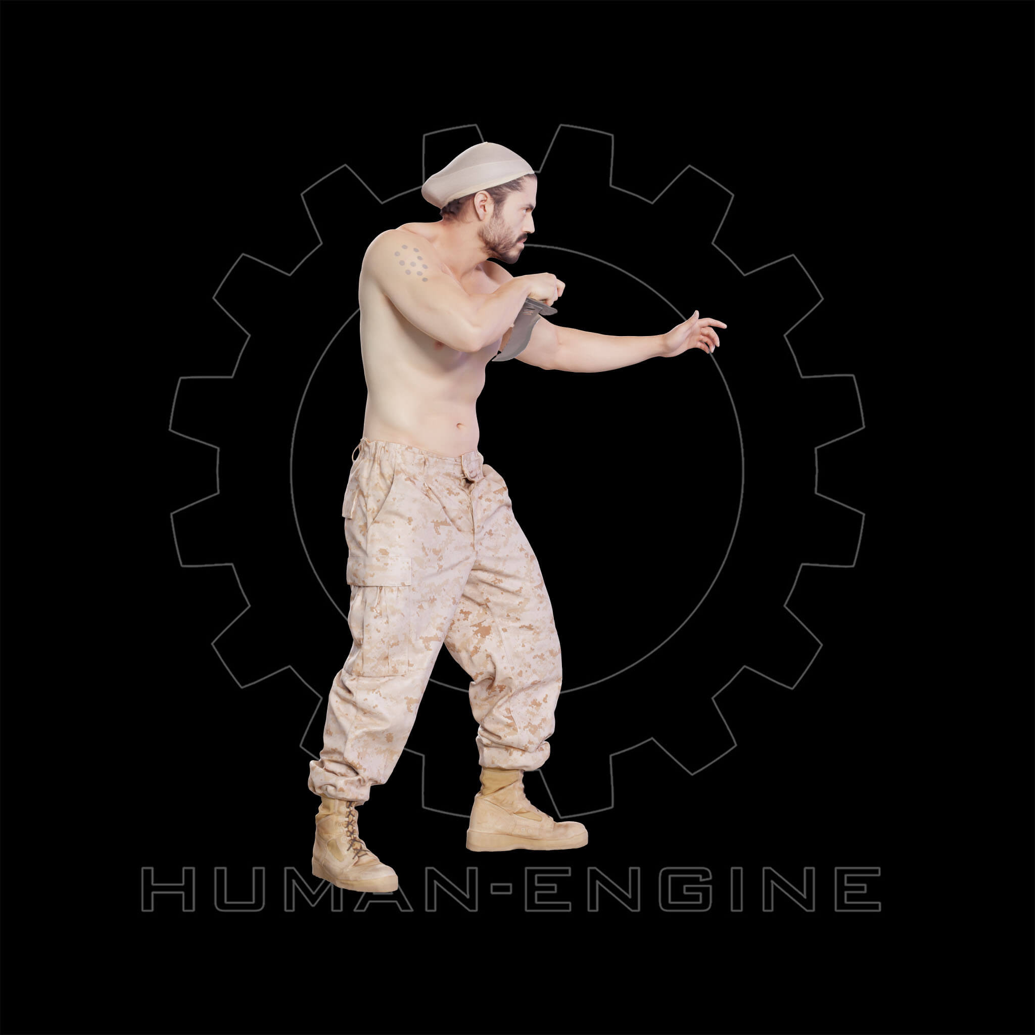 Male Scan - Victor Knife Pose 223 3D Model by Human-Engine