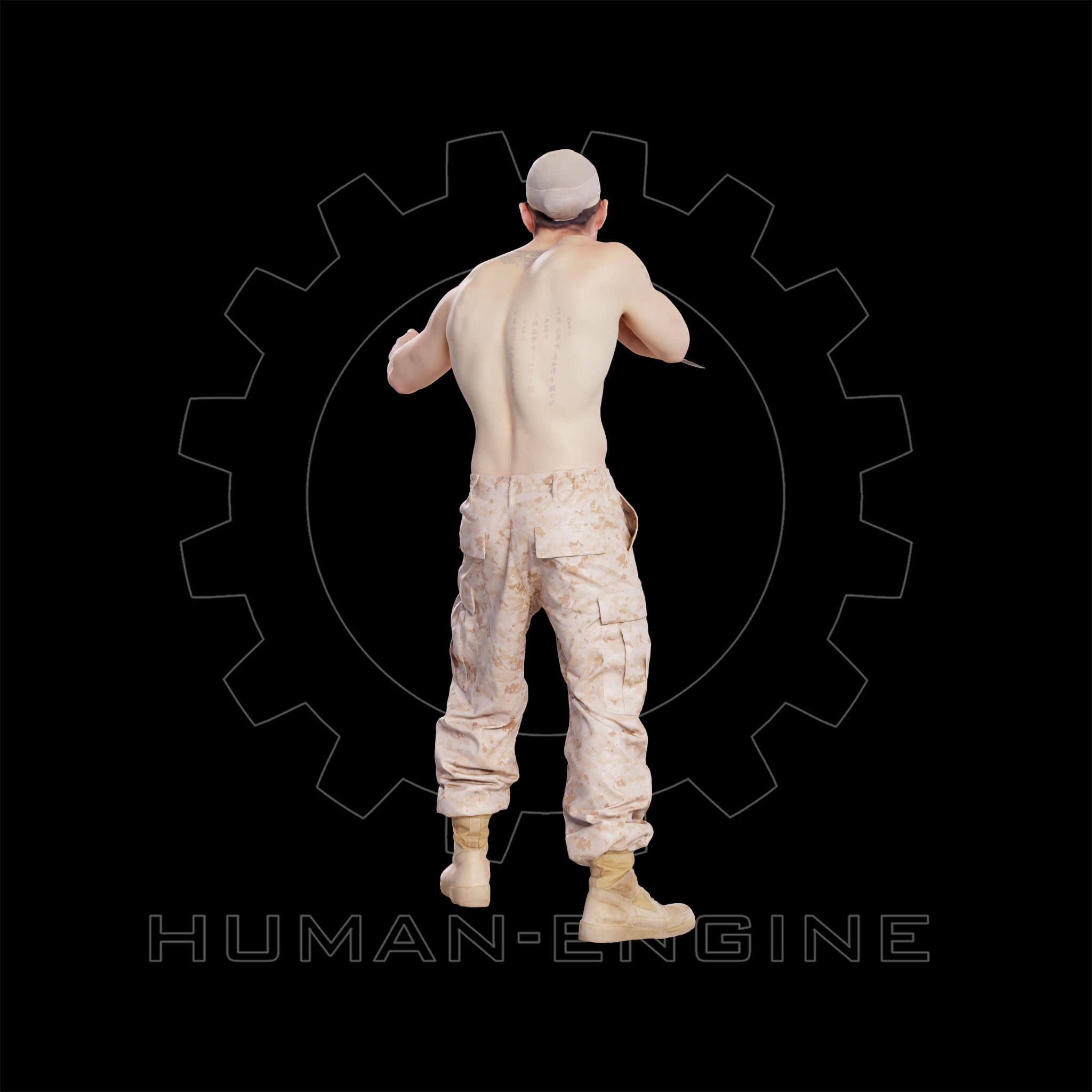 Male Scan - Victor Knife Pose 223 3D Model by Human-Engine