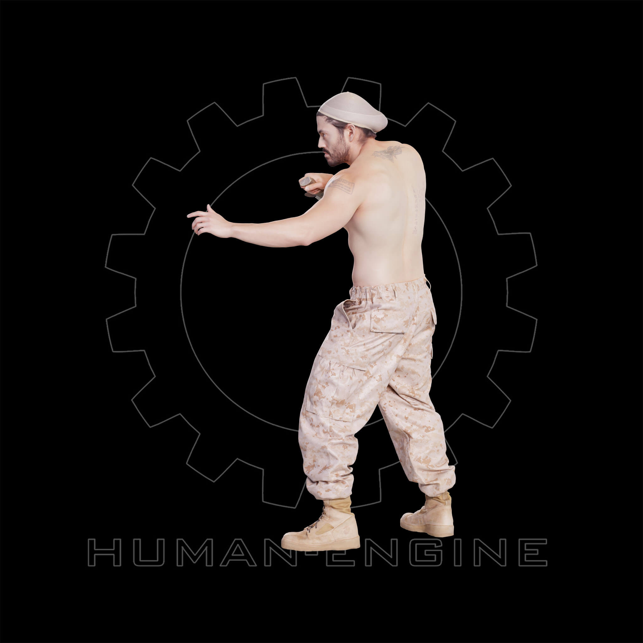 Male Scan - Victor Knife Pose 223 3D Model by Human-Engine