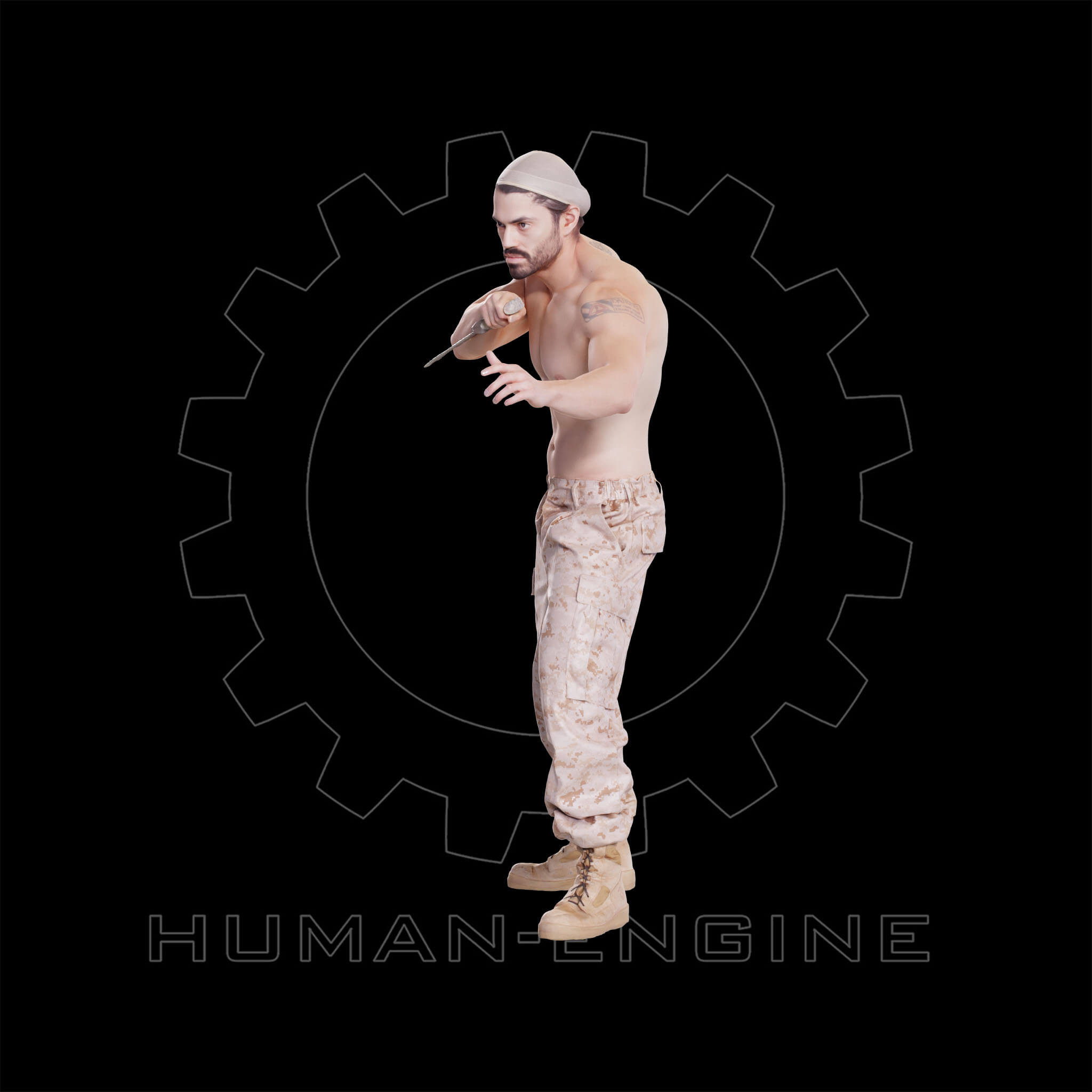 Male Scan - Victor Knife Pose 223 3D Model by Human-Engine