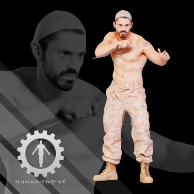 Male Scan - Victor Knife Pose 223 3D Model by Human-Engine