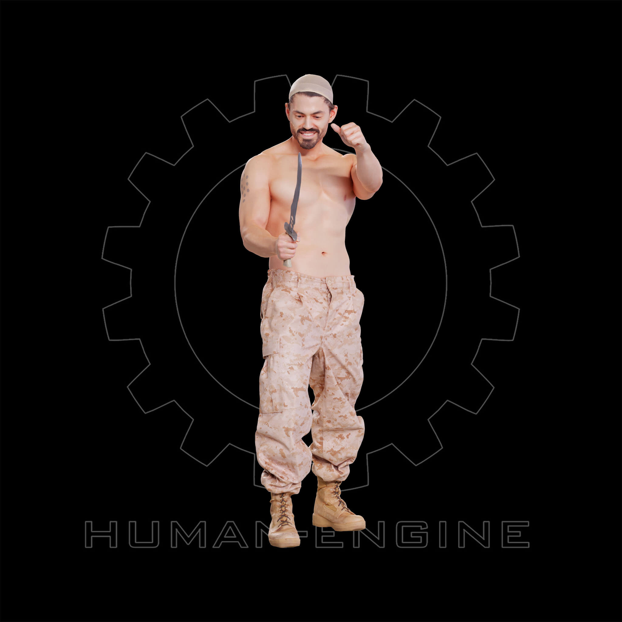 Male Scan - Victor Knife Pose 224 3D Model by Human-Engine