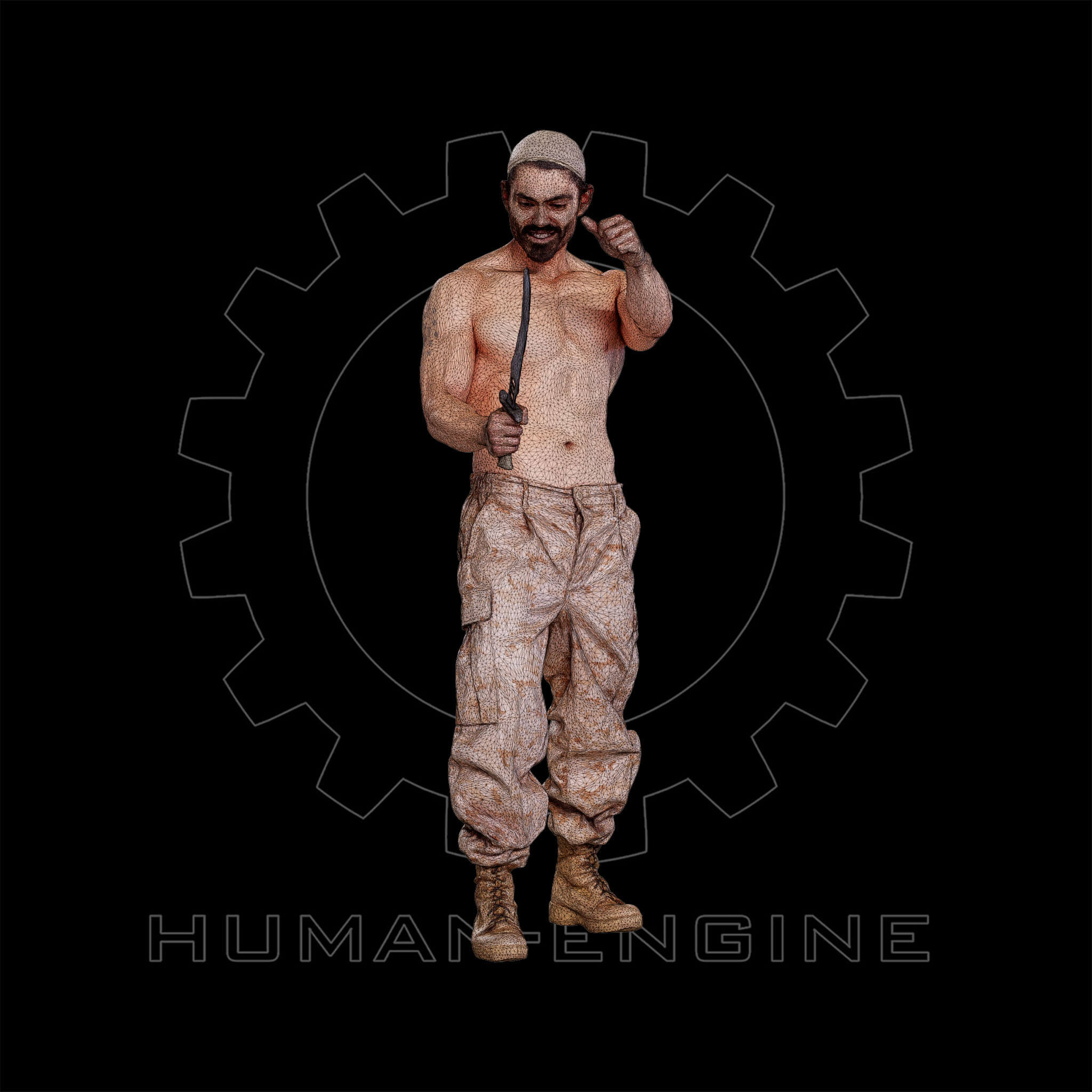 Male Scan - Victor Knife Pose 224 3D Model by Human-Engine