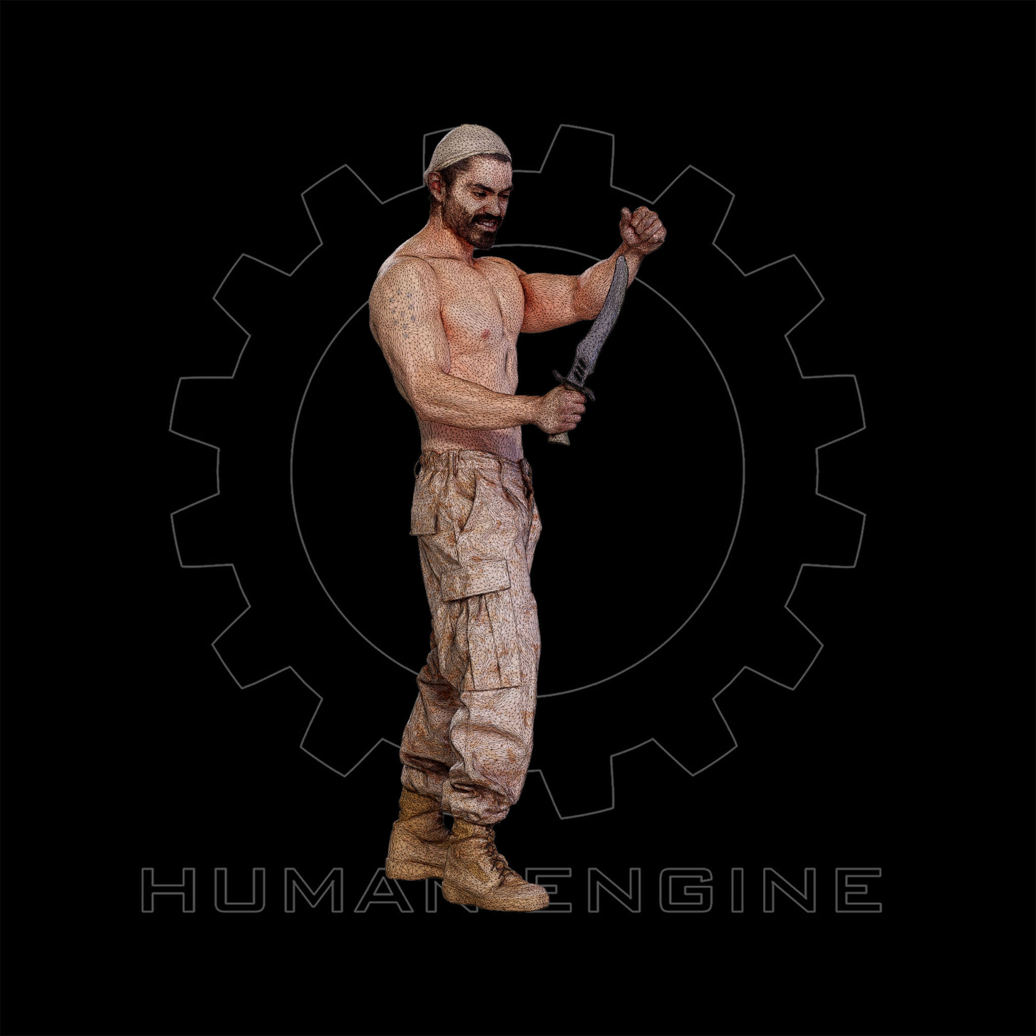 Male Scan - Victor Knife Pose 224 3D Model by Human-Engine