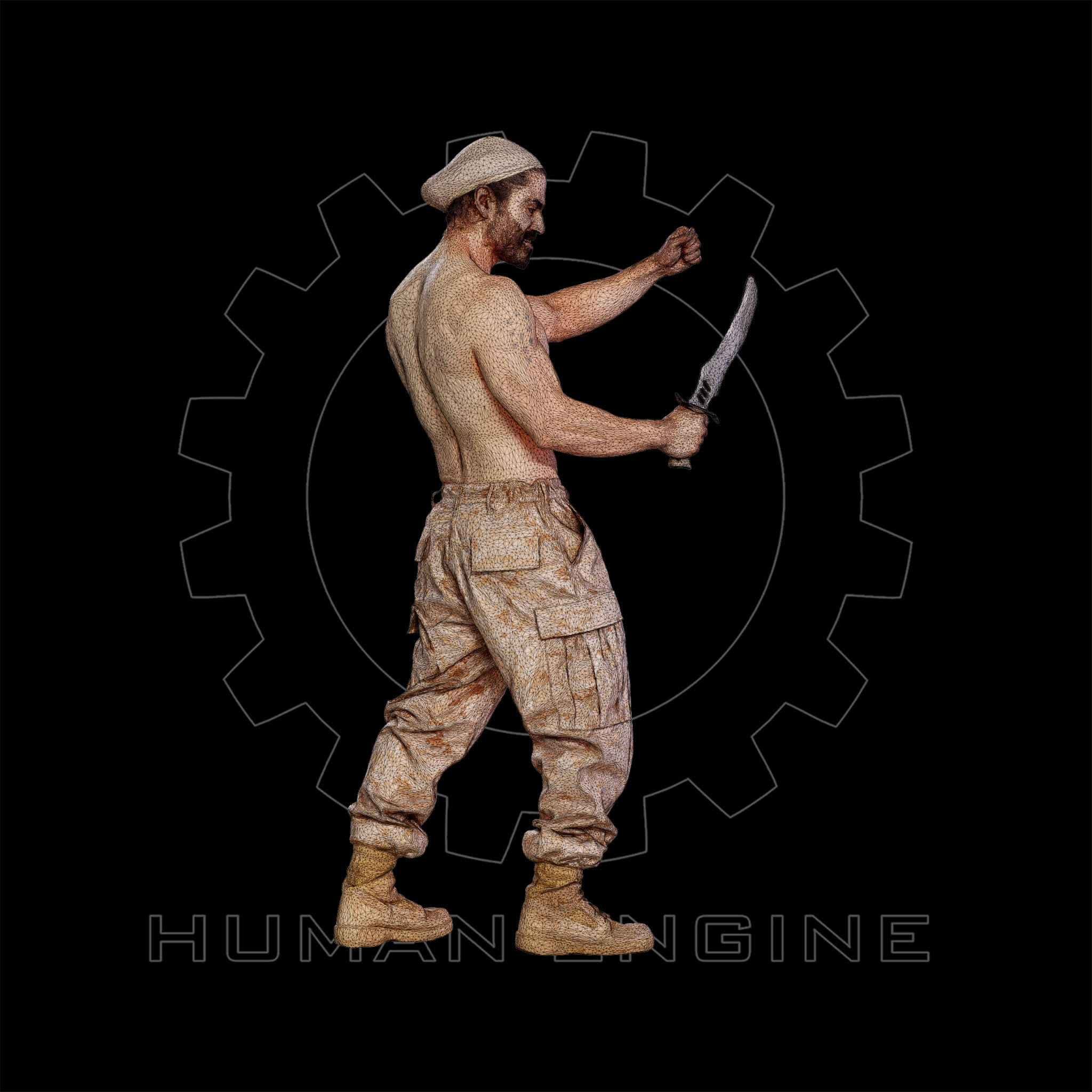 Male Scan - Victor Knife Pose 224 3D Model by Human-Engine