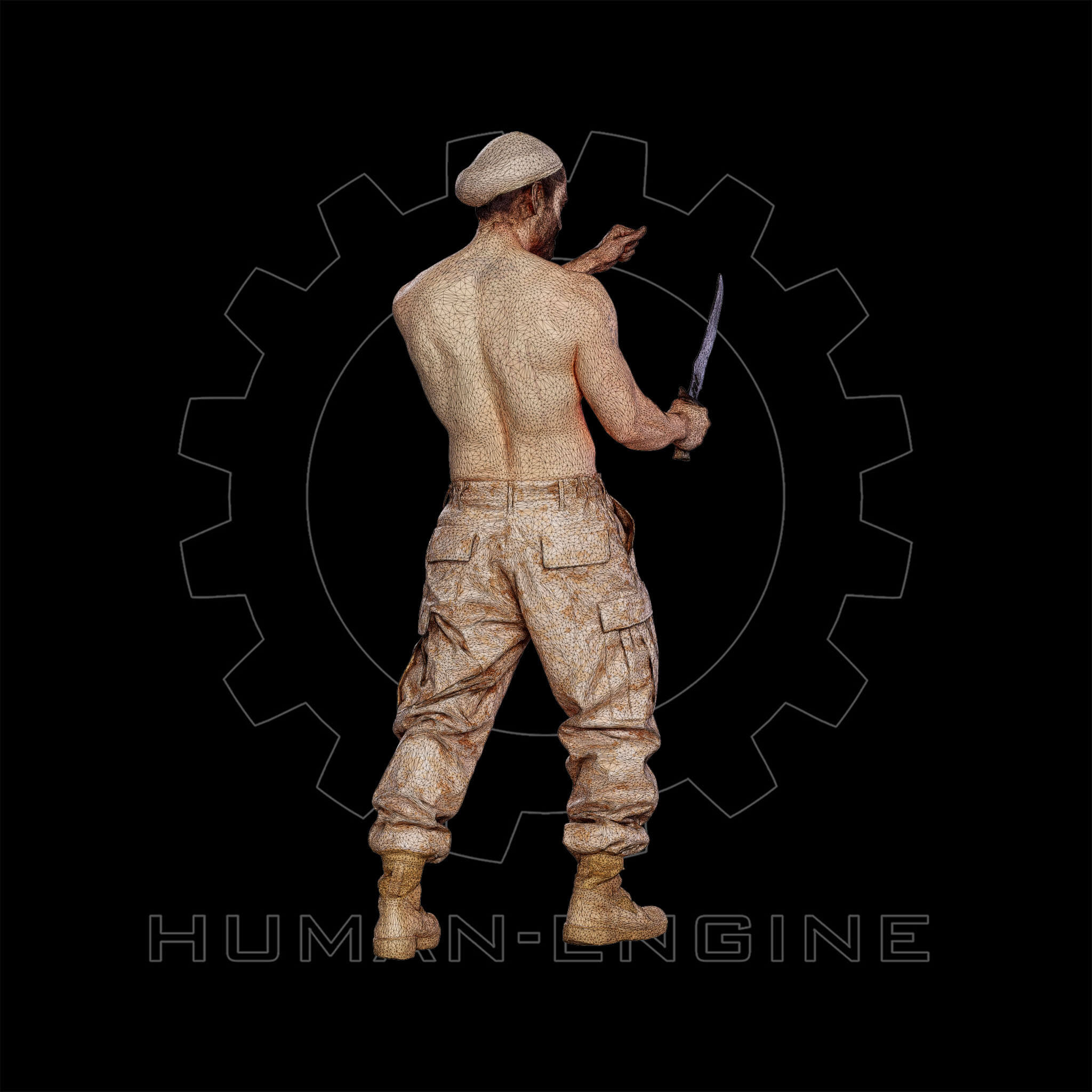 Male Scan - Victor Knife Pose 224 3D Model by Human-Engine