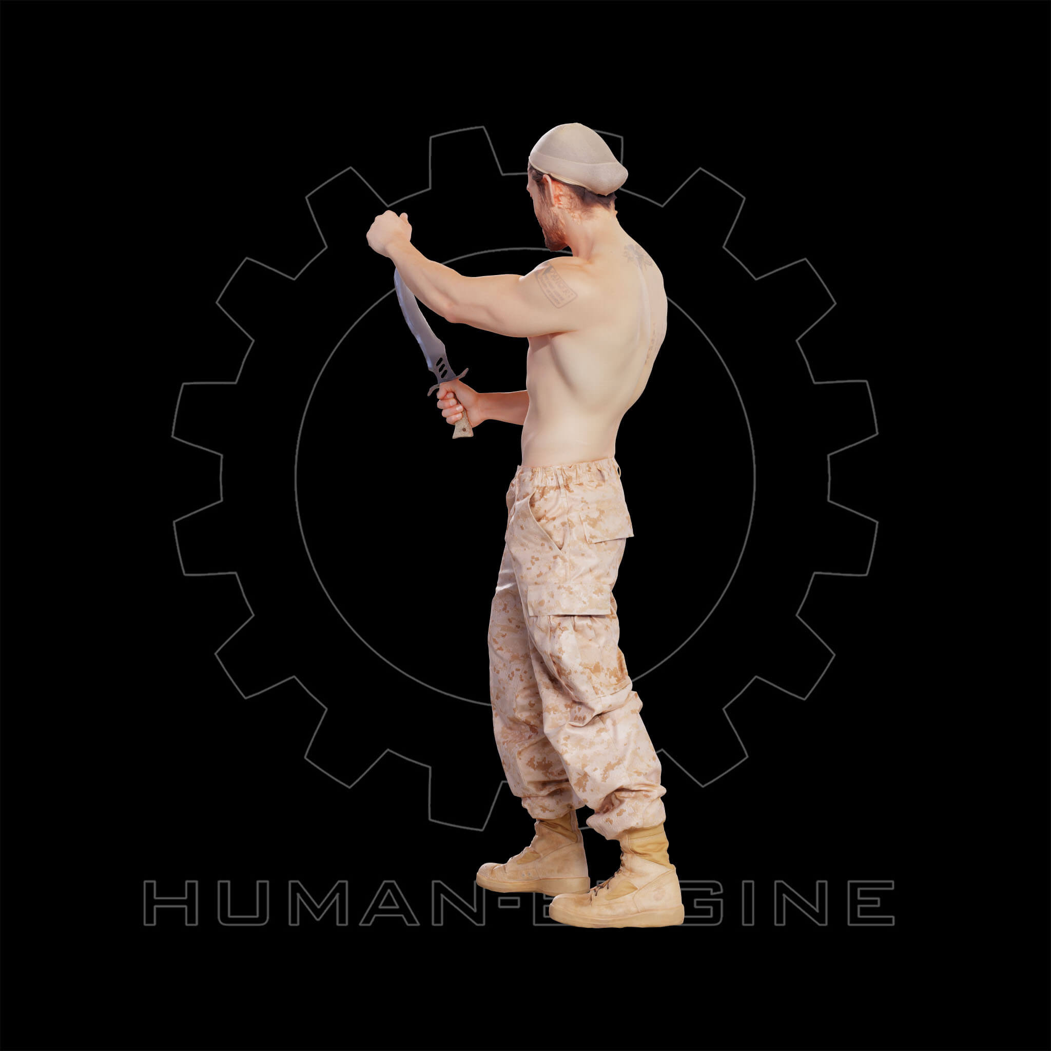 Male Scan - Victor Knife Pose 224 3D Model by Human-Engine