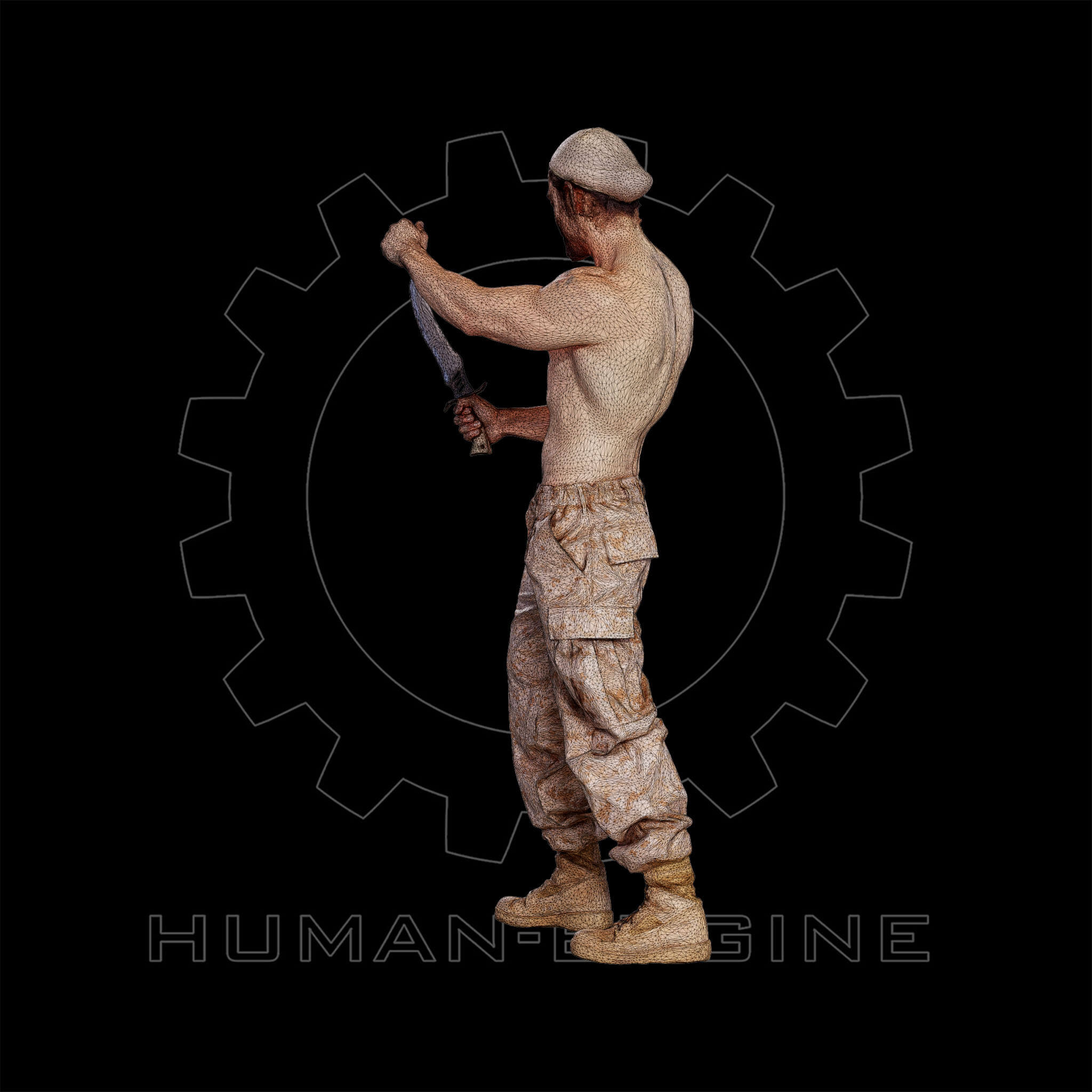 Male Scan - Victor Knife Pose 224 3D Model by Human-Engine