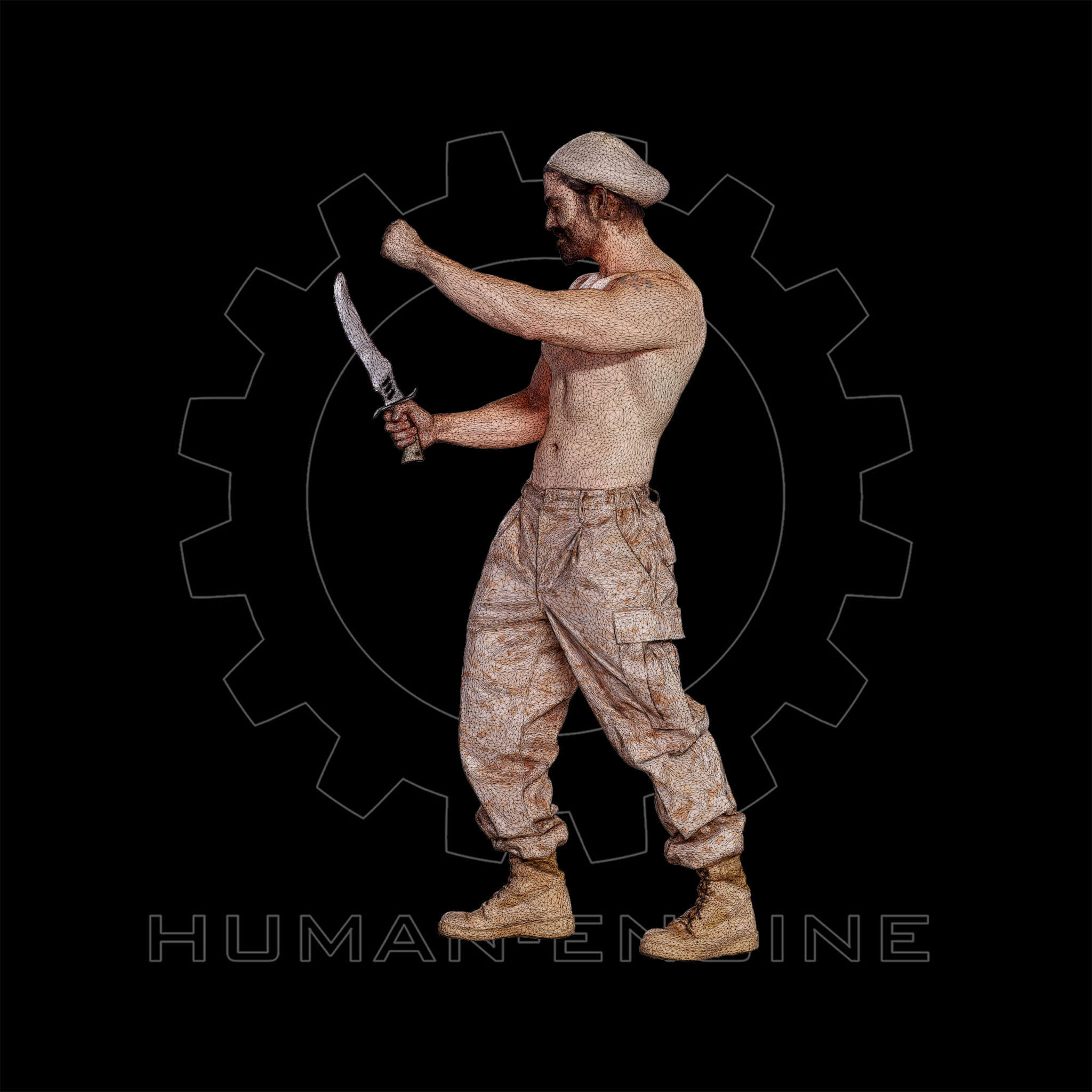 Male Scan - Victor Knife Pose 224 3D Model by Human-Engine