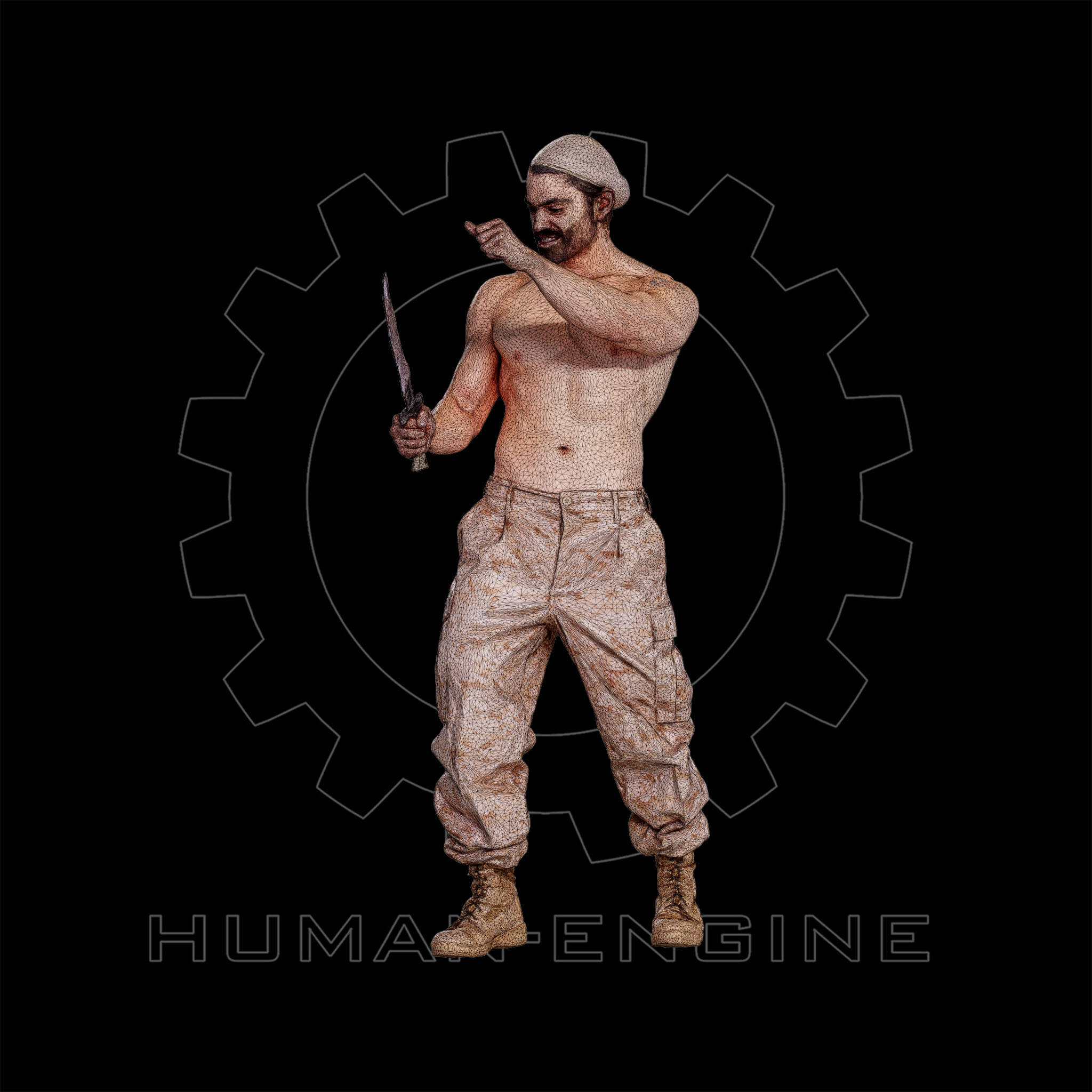 Male Scan - Victor Knife Pose 224 3D Model by Human-Engine