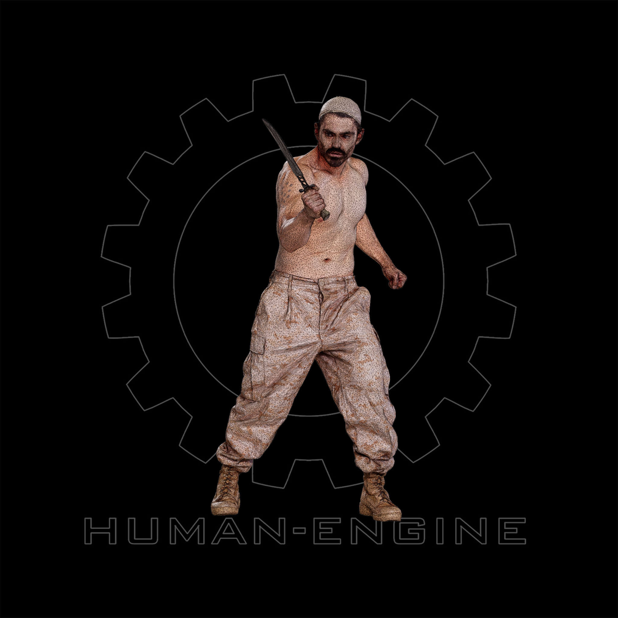 Male Scan - Victor Knife Pose 225 3D Model by Human-Engine